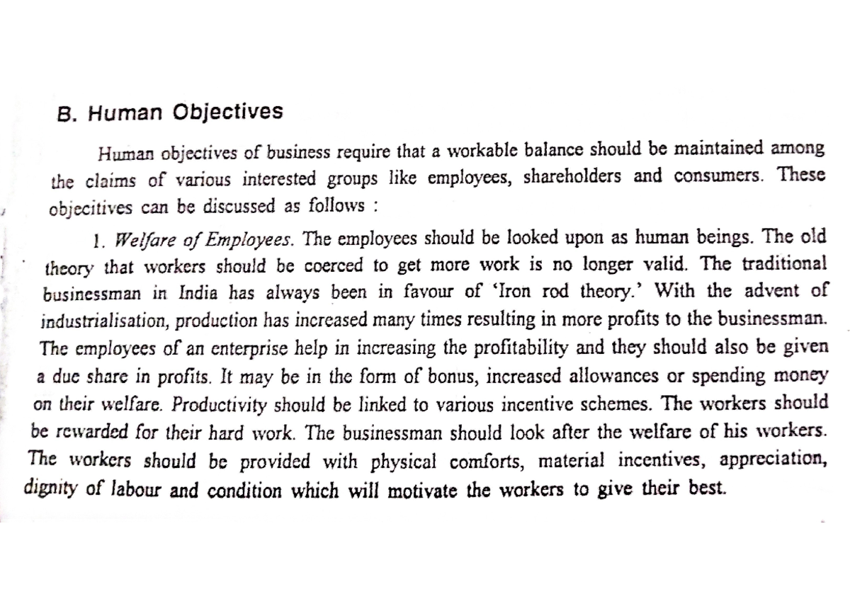 Study material 10 - Human objective..and welfare activities - Hotel ...