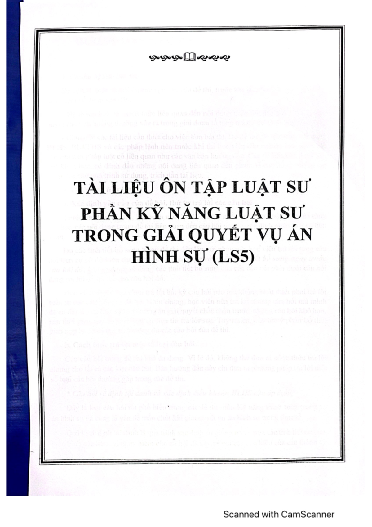 Đề cương ôn thi Final LS5: Kỹ năng giải quyết vụ án hình sự - Studocu