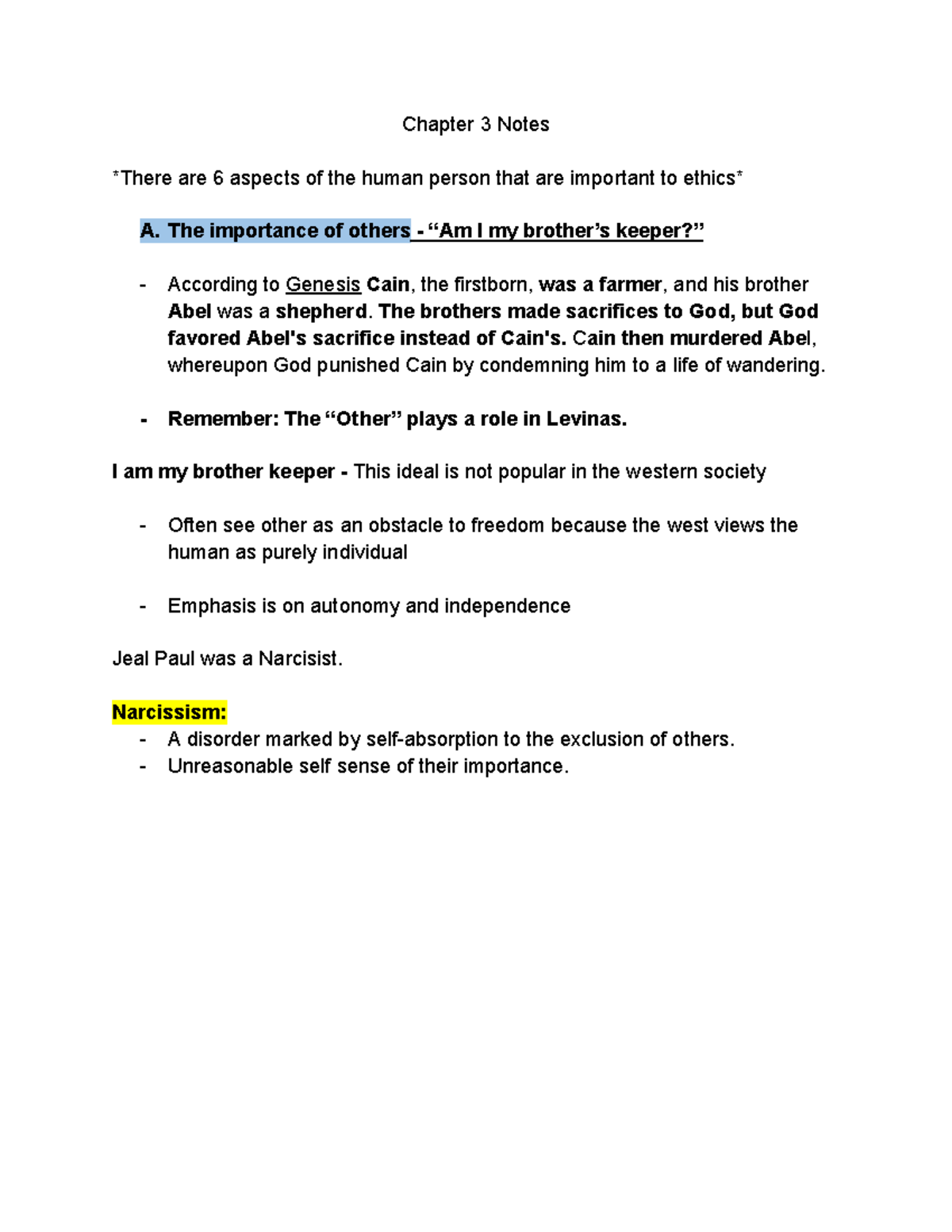 Chapter 3 Notes - Chapter 3 Notes There are 6 aspects of the human ...