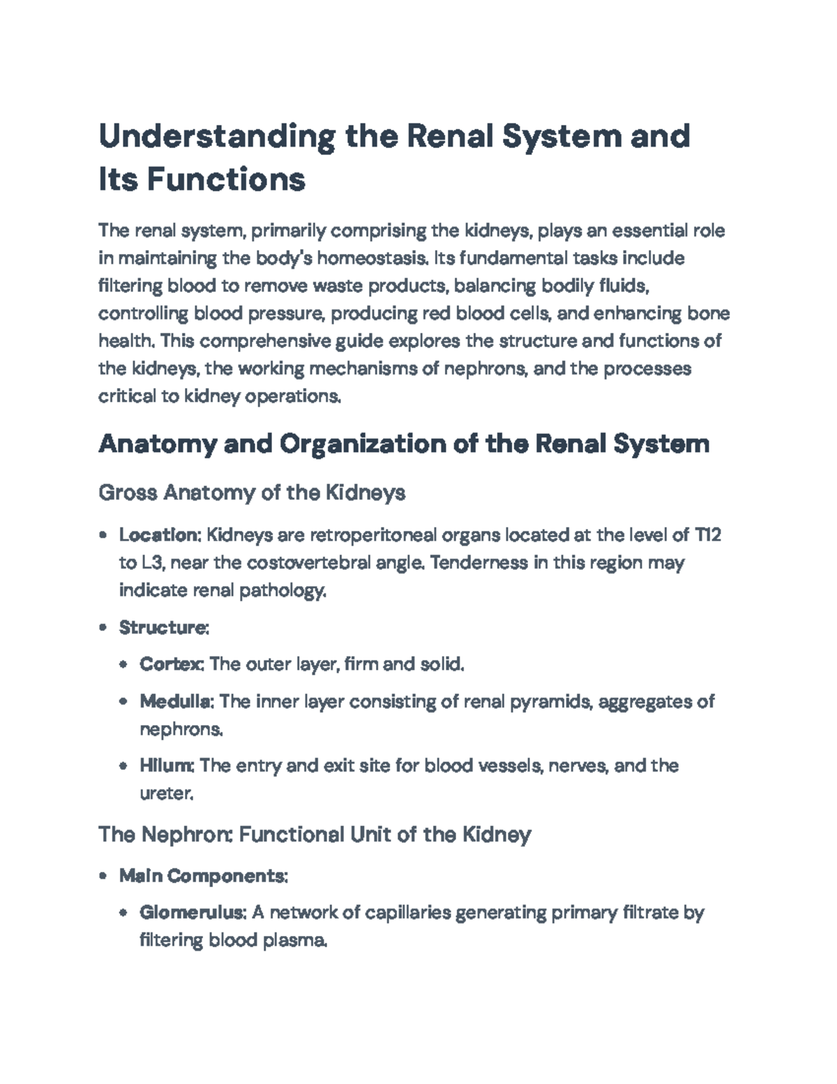 Understanding the Renal System: Anatomy, Functions, and Disorders ...