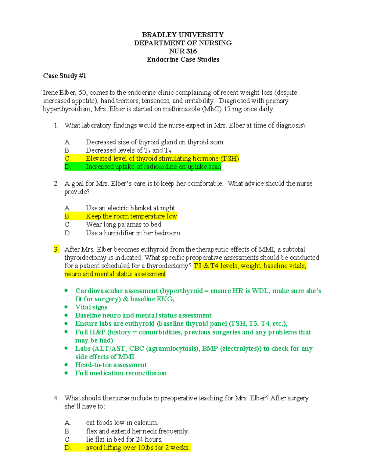 NUR 316 Endocrine Case Studies - Patient Assessments & Management 2024 ...