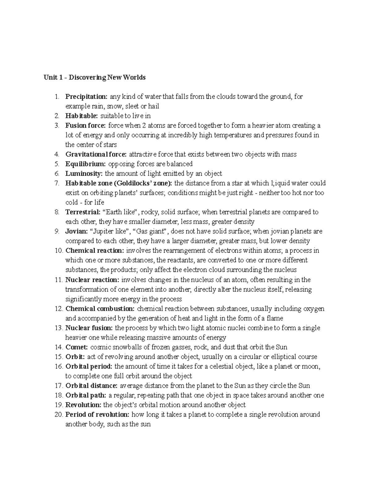 QB1 Glossary: Unit 1 & 2 Key Terms on Astronomy & Earthquakes - Studocu
