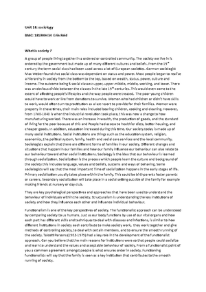 Unit 10 sociology assignment complete - Unit 10: Sociological ...