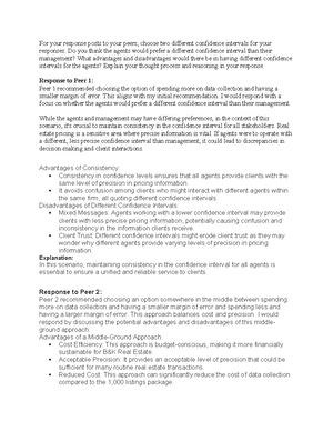 [Solved] For your response posts to your peers choose two different ...