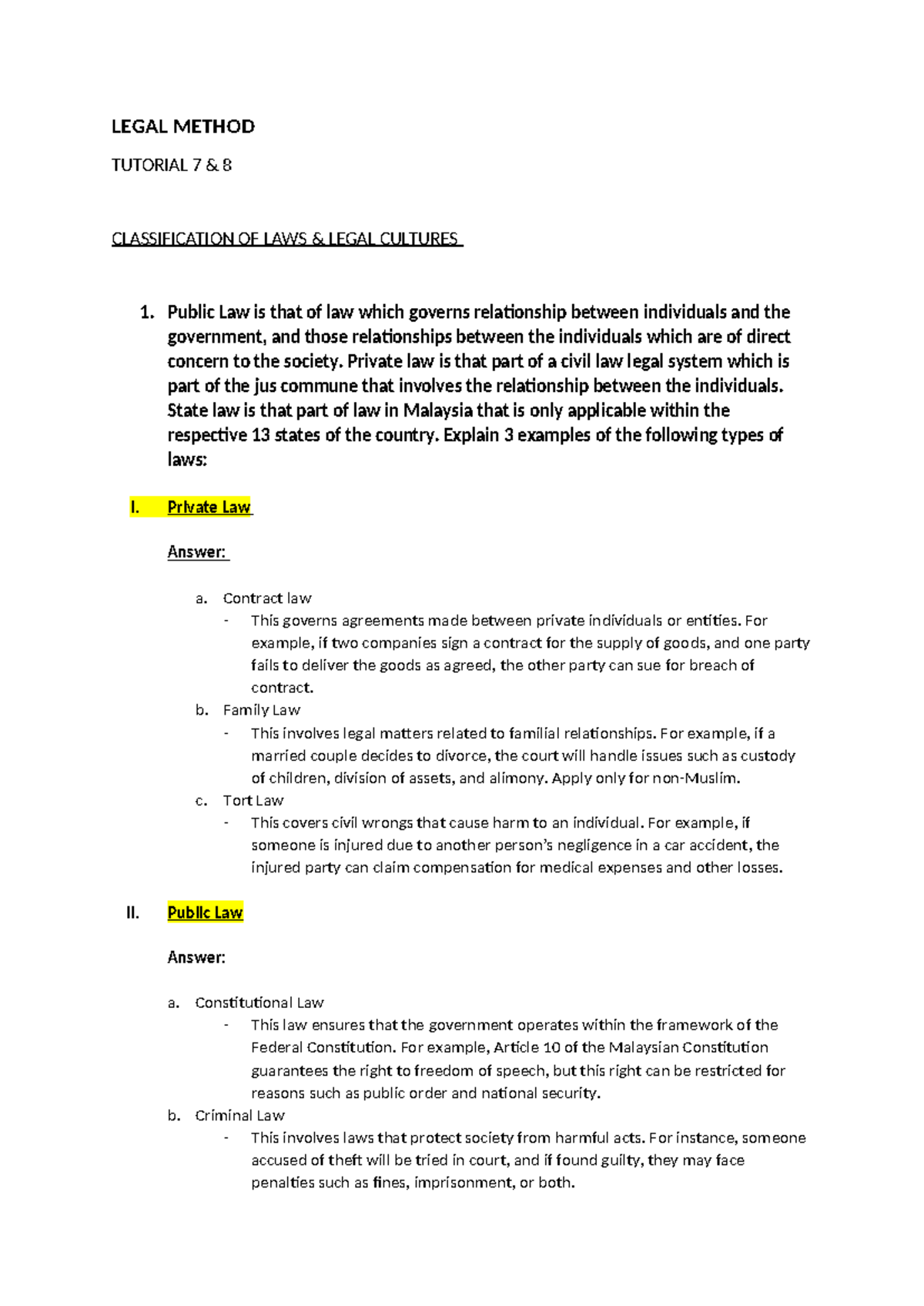 Legal Method - Tutorial 7 & 8 - LEGAL METHOD TUTORIAL 7 & 8 ...