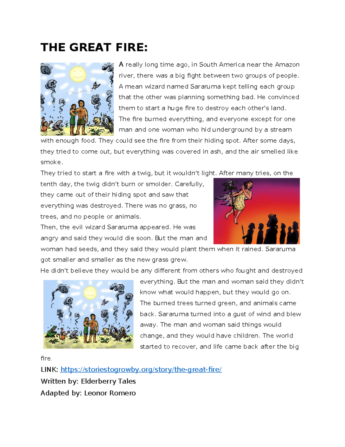 Story Adapted for English 101: The Great Fire Summary and Activity ...