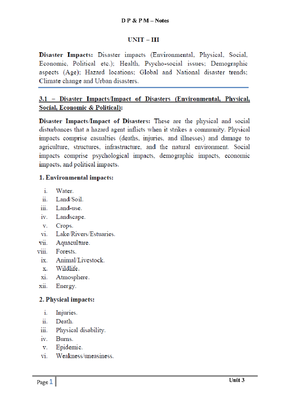 Unit 3 DPPM Study Notes & Overview - DPPM Course - Studocu
