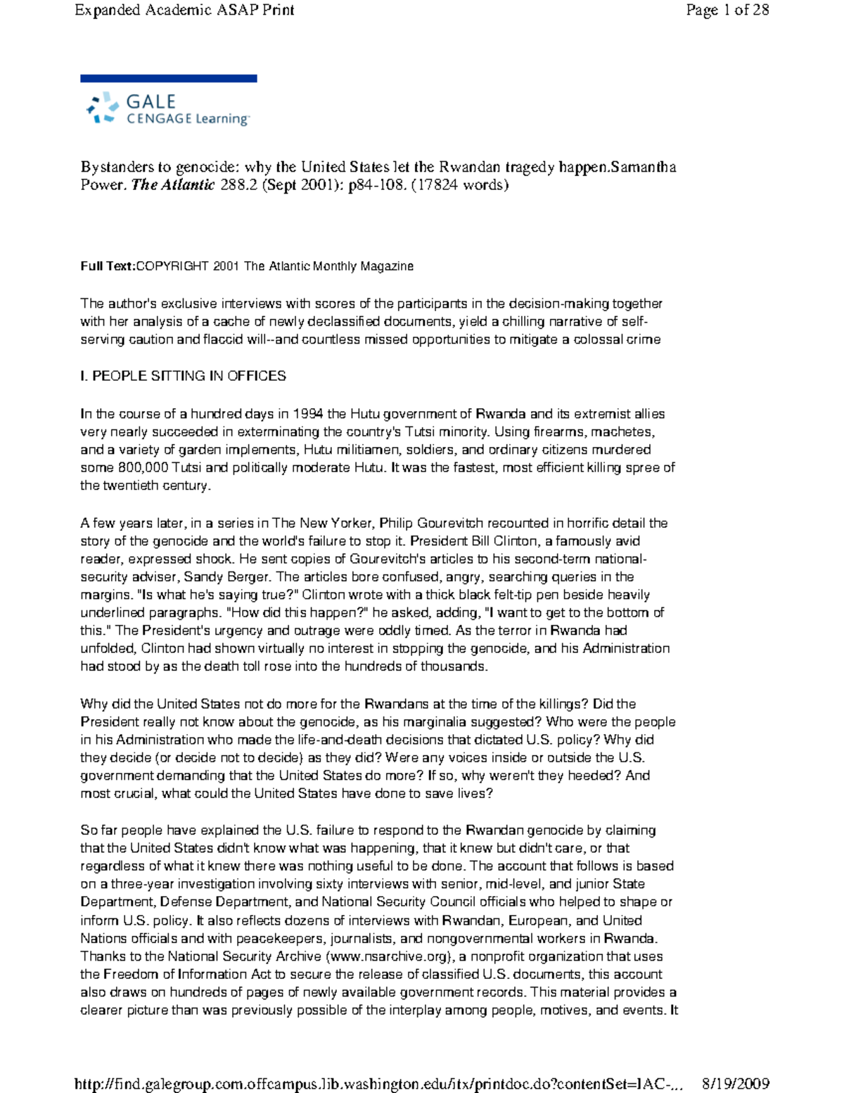 Rwanda Genocide: U.S. Inaction and the Bystander Effect (HIST 301 ...