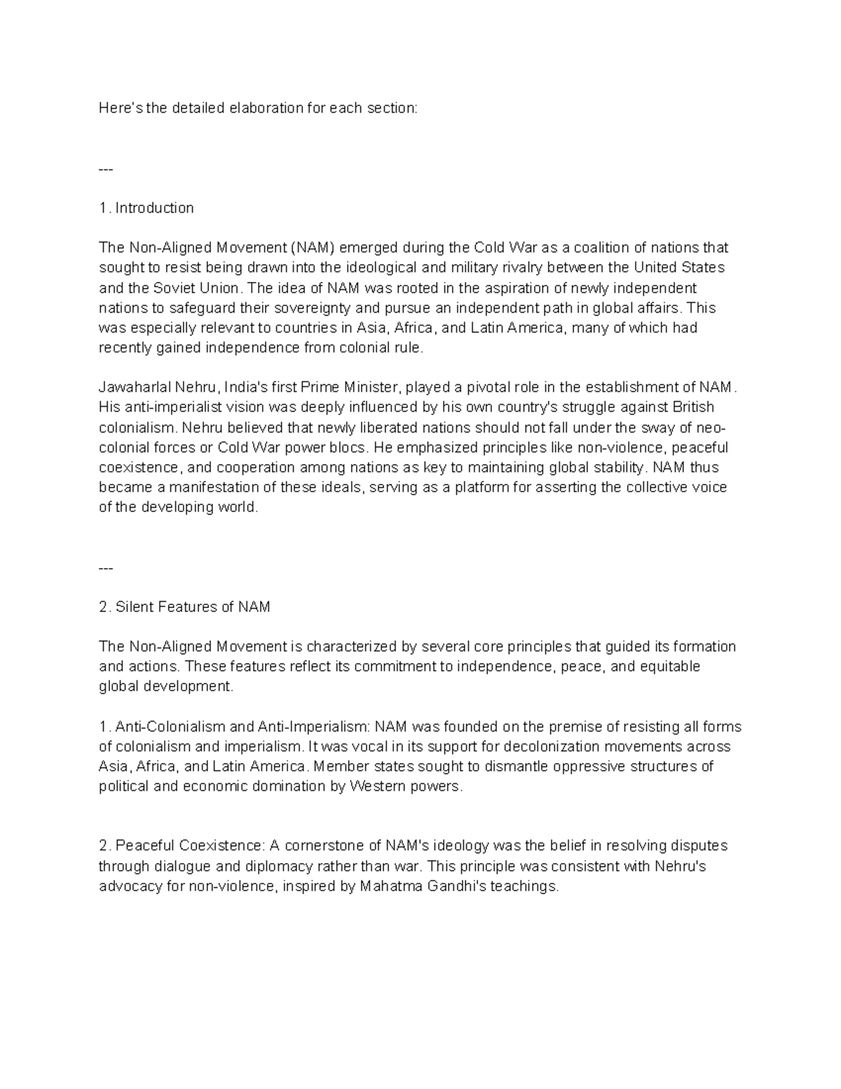 Nehru's Anti-Imperialist Foreign Policy & NAM Principles Analysis - Studocu