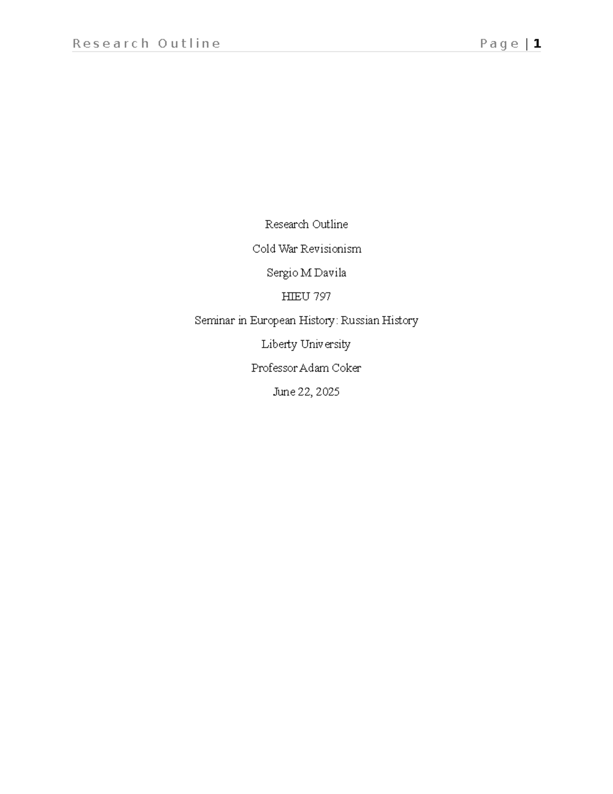 HIEU 797 Research Outline: Cold War Revisionism Analysis - Studocu