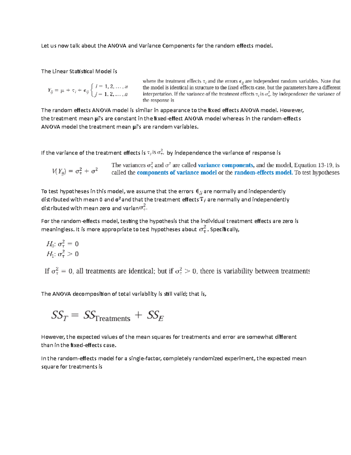 Engineering Data analysis - Let us now talk about the ANOVA and Variance Components for the ...
