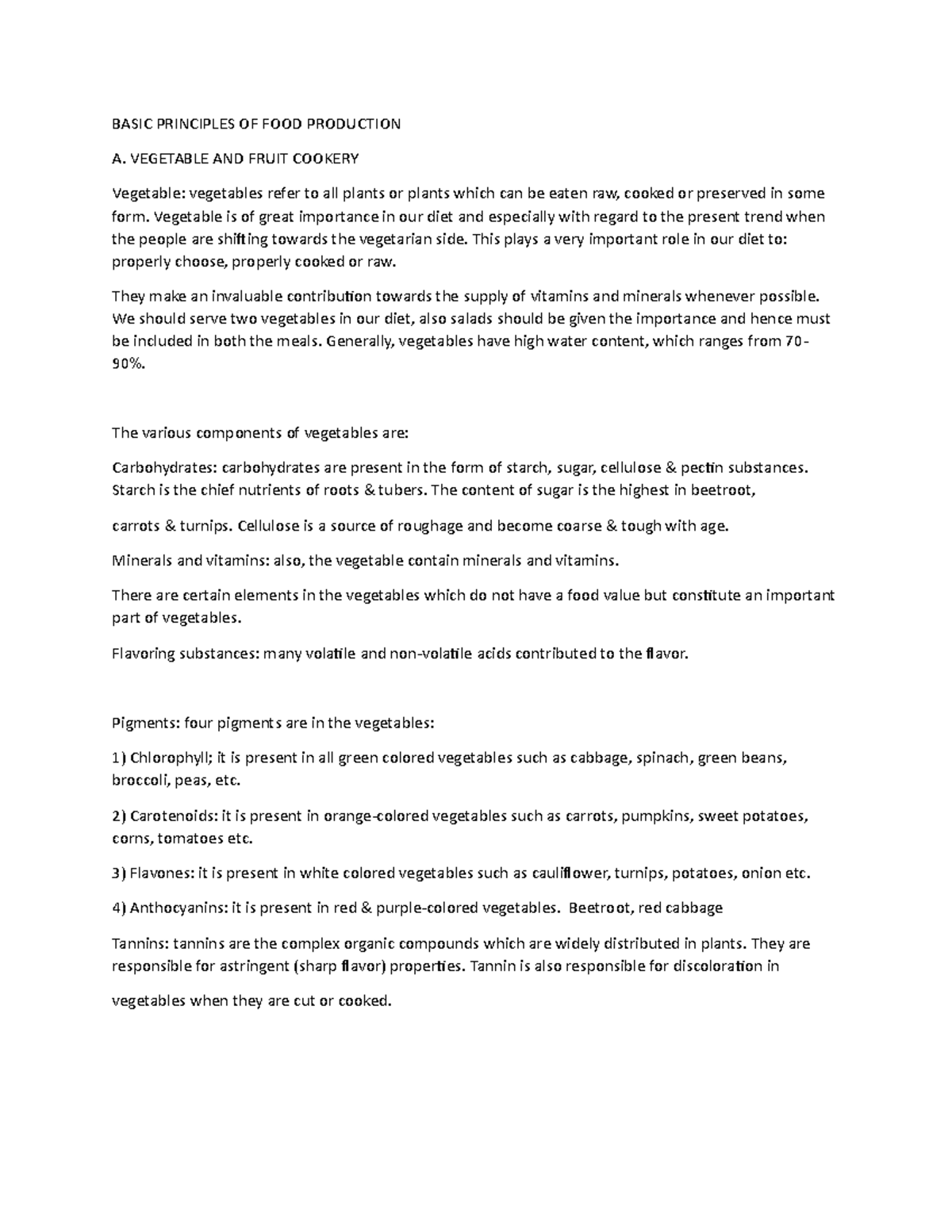 Fundamentals of Food Production: Vegetable and Fruit Cookery Overview ...