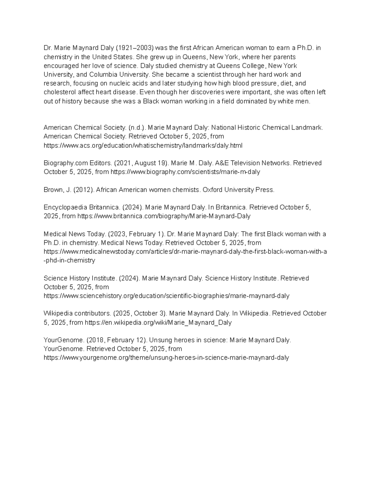 BIPOC Presentation Script: Dr. Marie Maynard Daly's Legacy in Chemistry ...