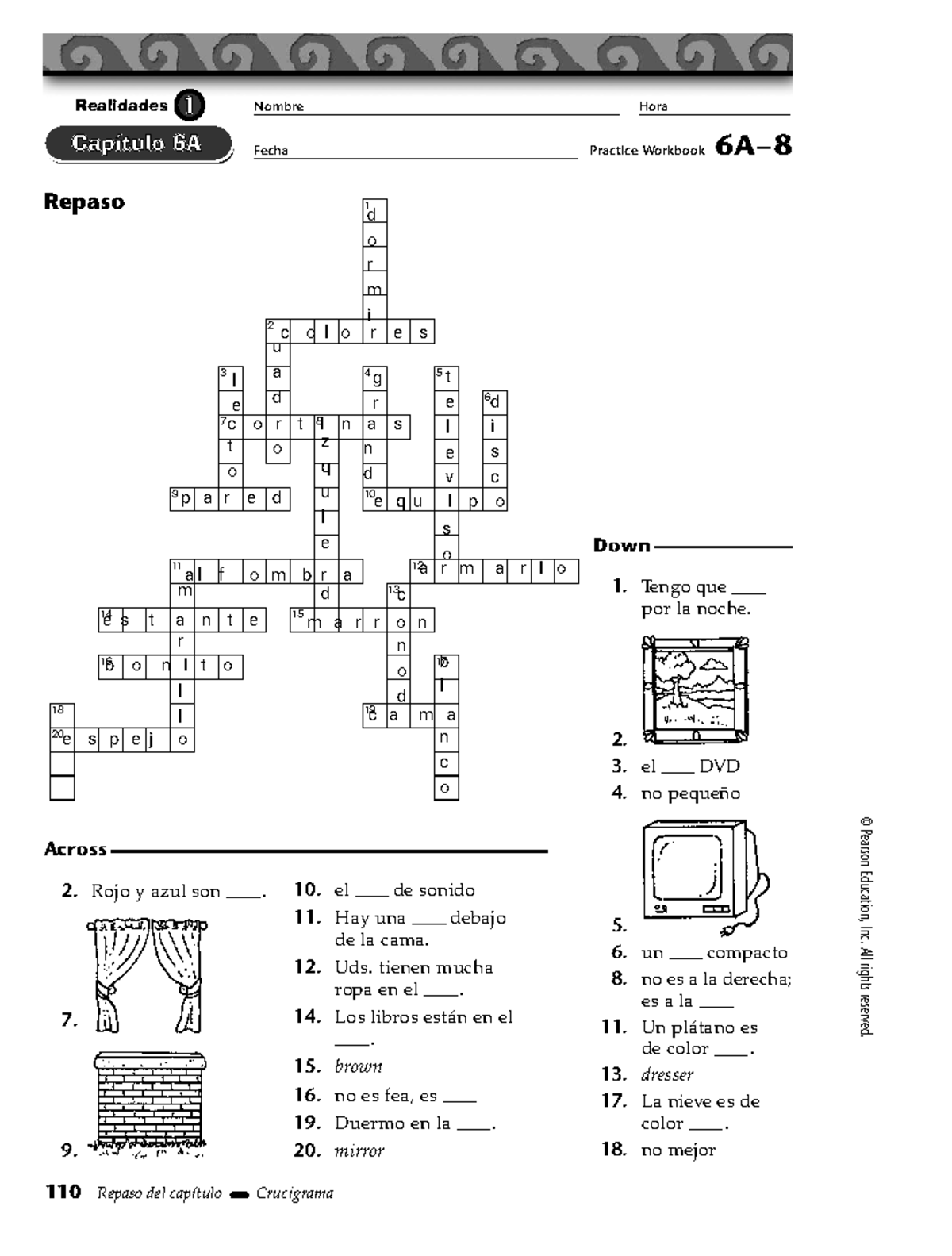 Spanish I Chapter 6A Vocabulary Practice Workbook - Studocu