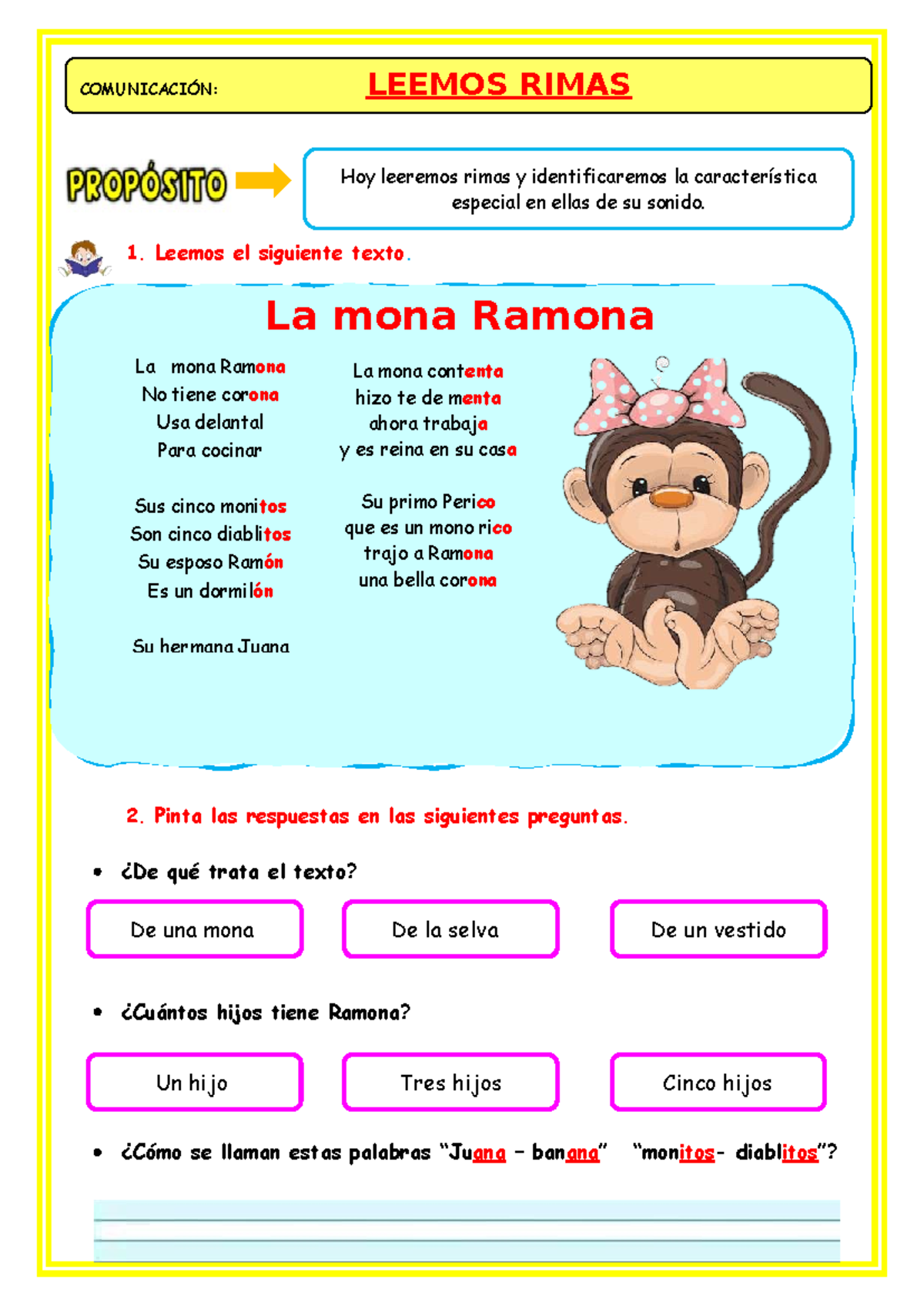 U1 S1 Ficha D1 COM: Actividades de Lectura de Rimas - Studocu