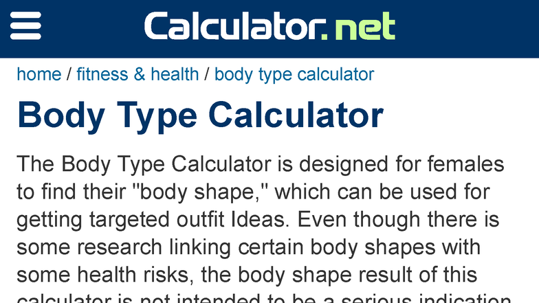 Body Type Calculator for Women: Health & Fashion Insights - Studocu