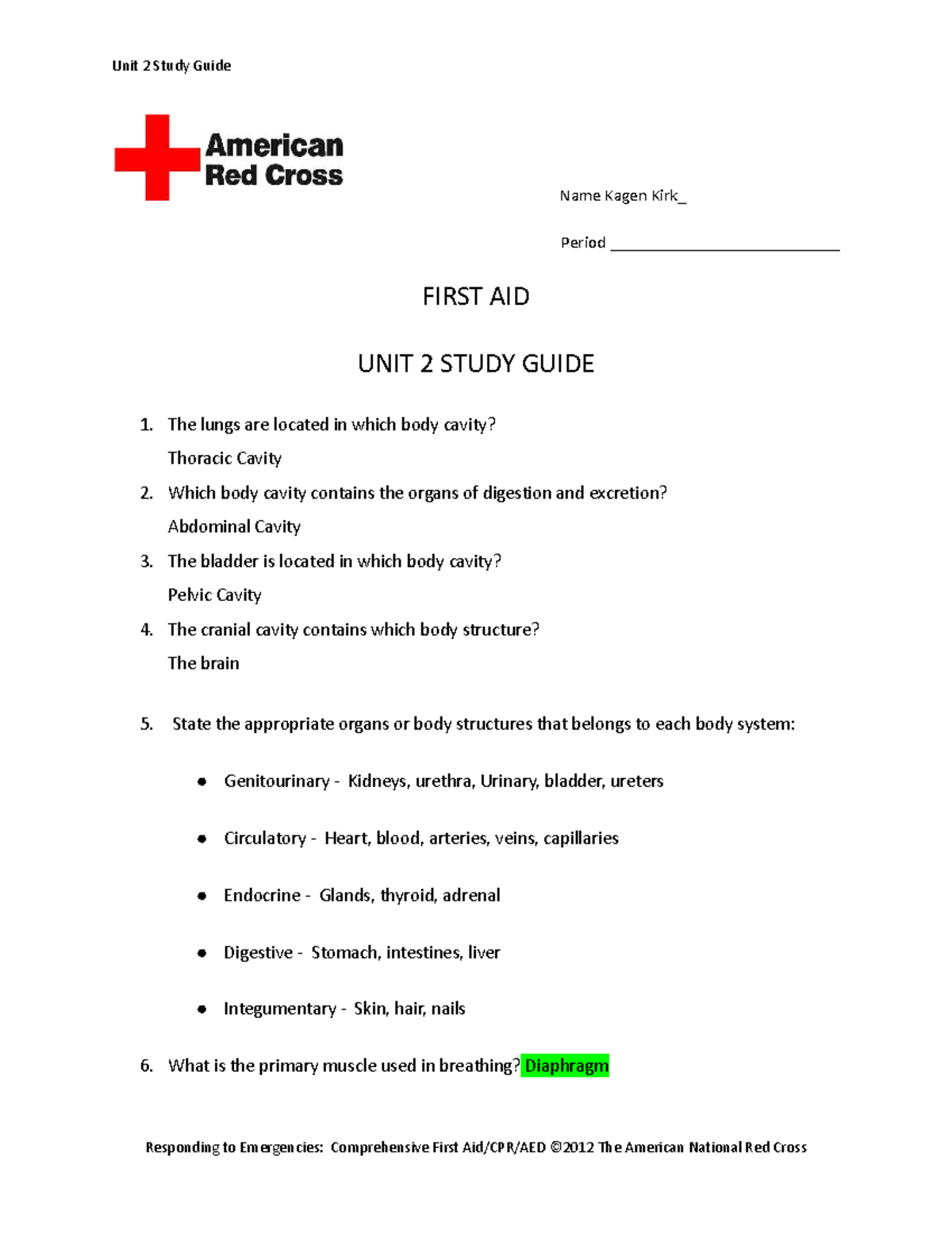 Unit 2 Study Guide: Comprehensive Overview of Body Systems - Studocu