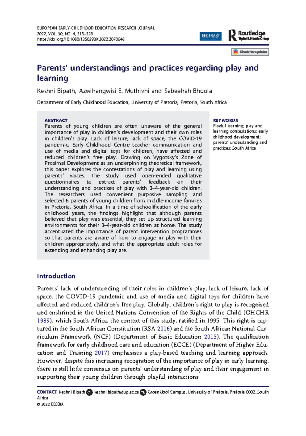 Article 8 - Parents’ understandings and practices - Parents ...