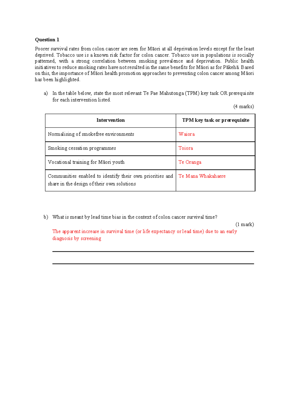 Māori Health Promotion & Access to Care: Model Answers for HLT101 - Studocu