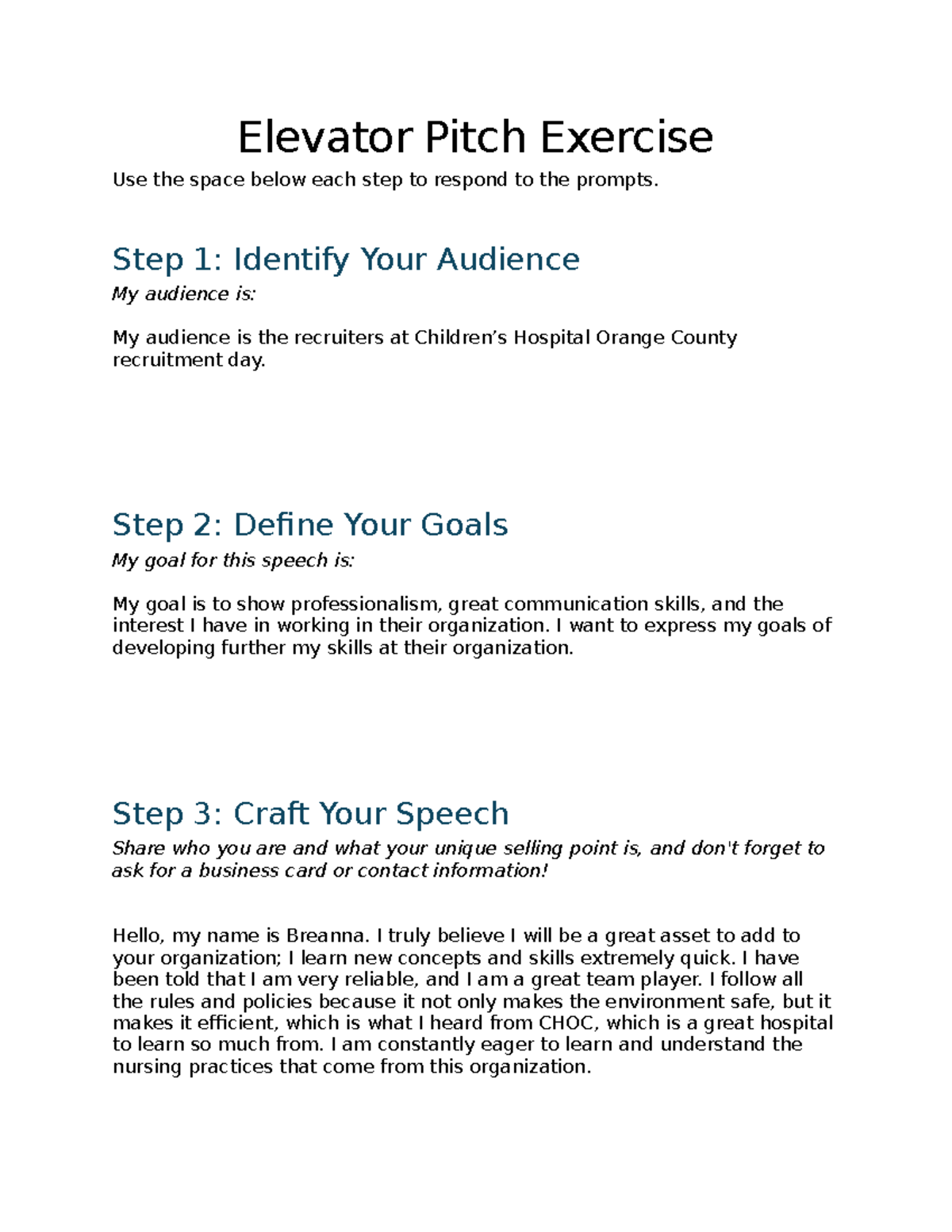 NURS 497 Final Exam Elevator Pitch Exercise Guide - Studocu