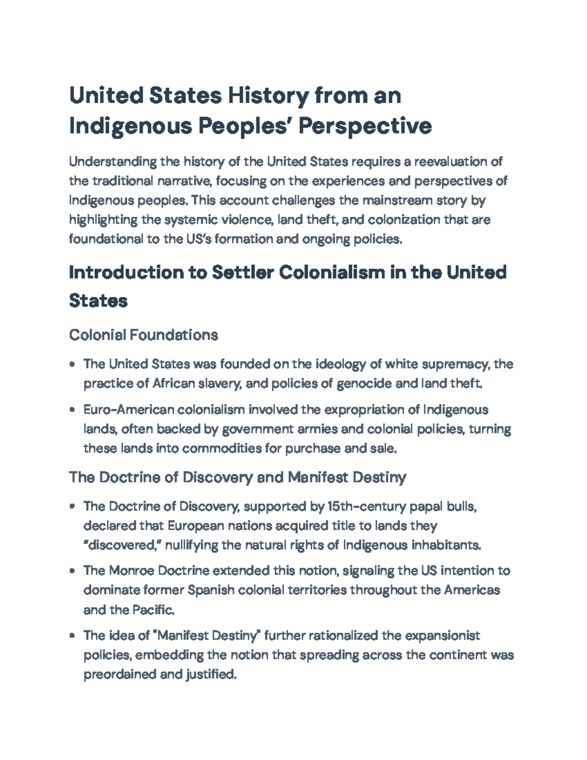 Indigenous Perspectives on US History: Colonization & Resistance ...
