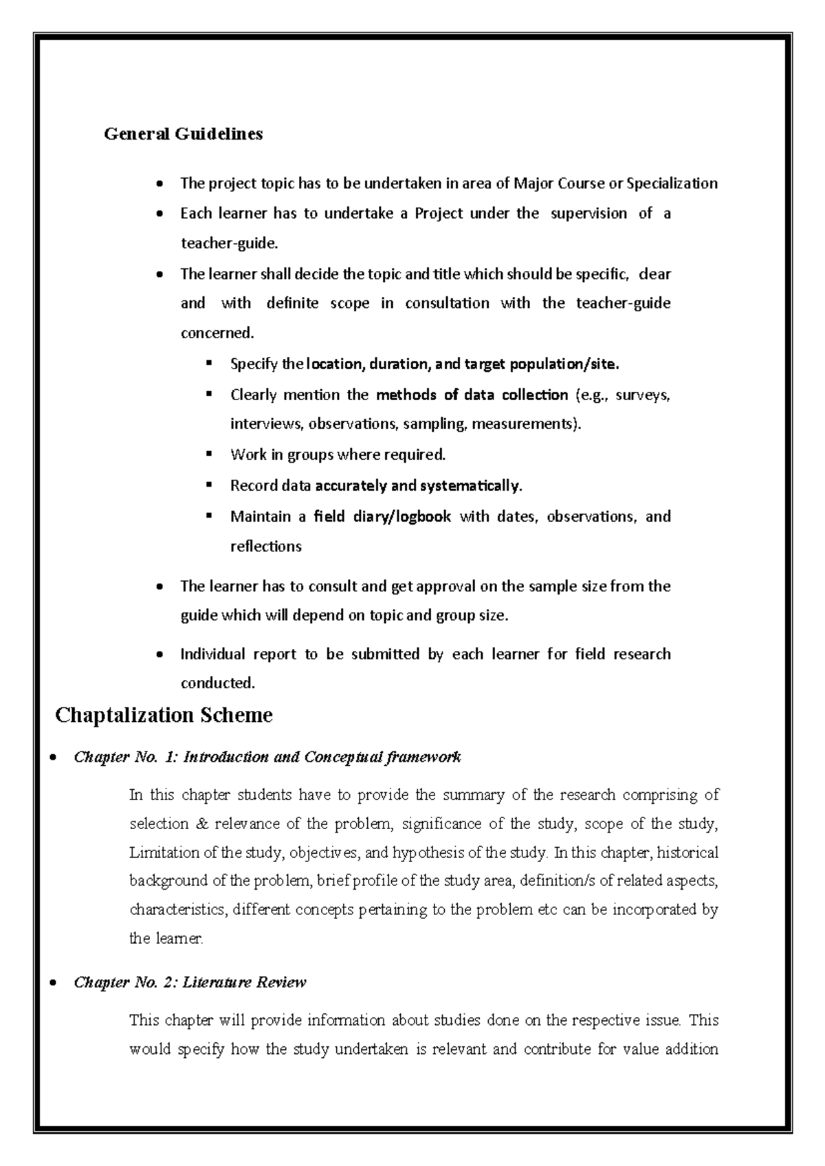 Project Guidelines for Major Course: Research Methodology & Structure ...