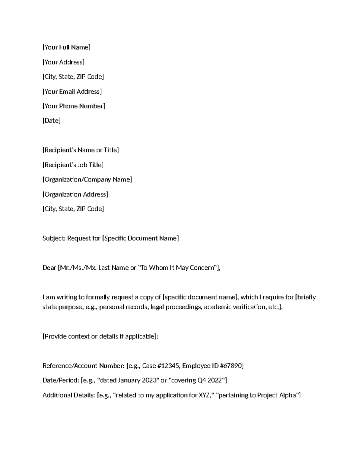 Request Letter Format for Document Submission - Studocu