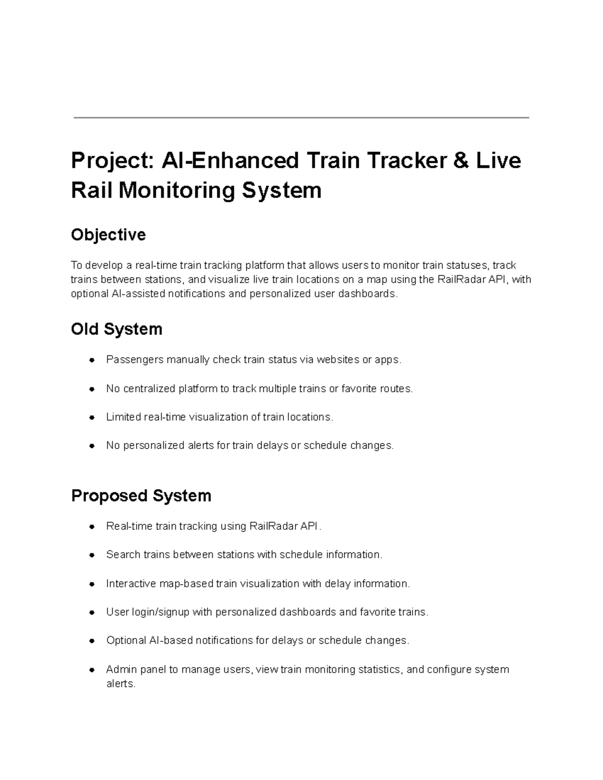 Project: AI Enhanced Train Tracker & Live Rail Monitoring System - Studocu