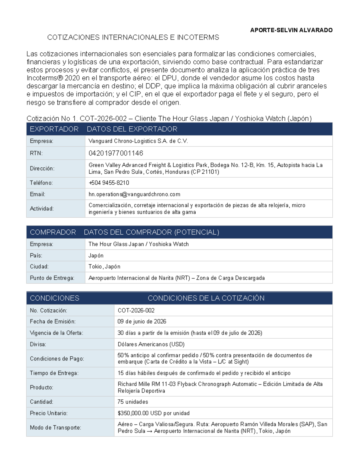 COTIZACIONES INTERNACIONALES E INCOTERMS: DPU y CIP - Ejemplo 2026 ...