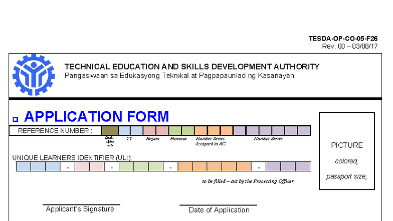 Filling Up the Application Form for TESDA Assessment - Studocu