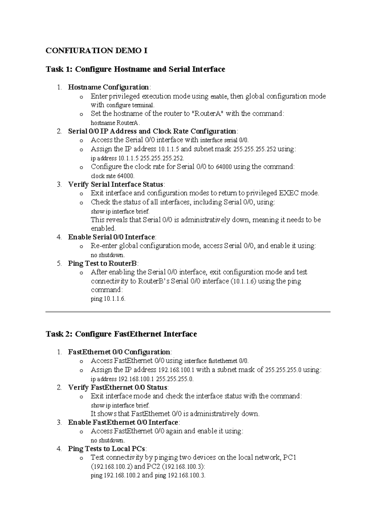 Network Systems Administration: Configuration Demo I & II Guide - Studocu