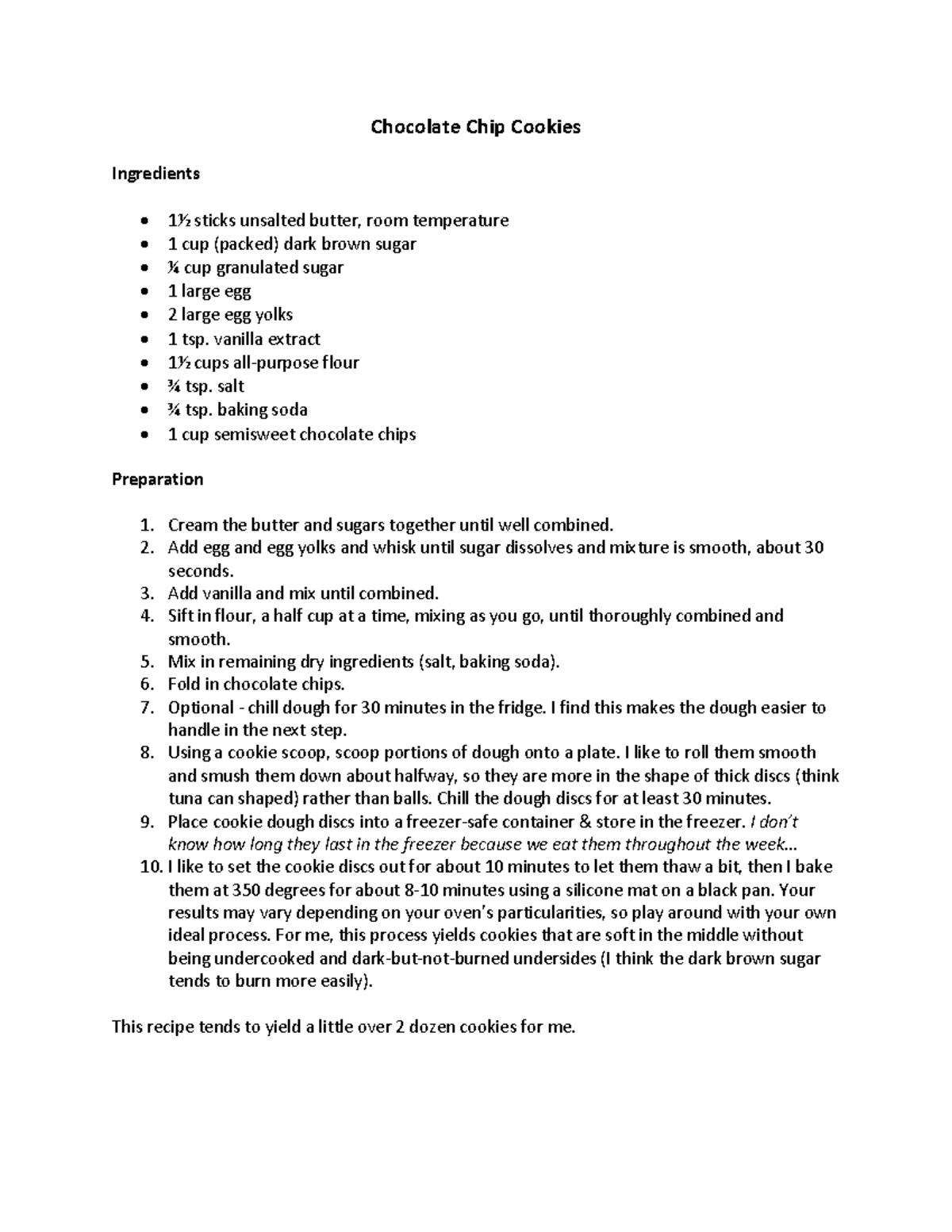 Chocolate Chip Cookies Recipe and Preparation Guide - Studocu