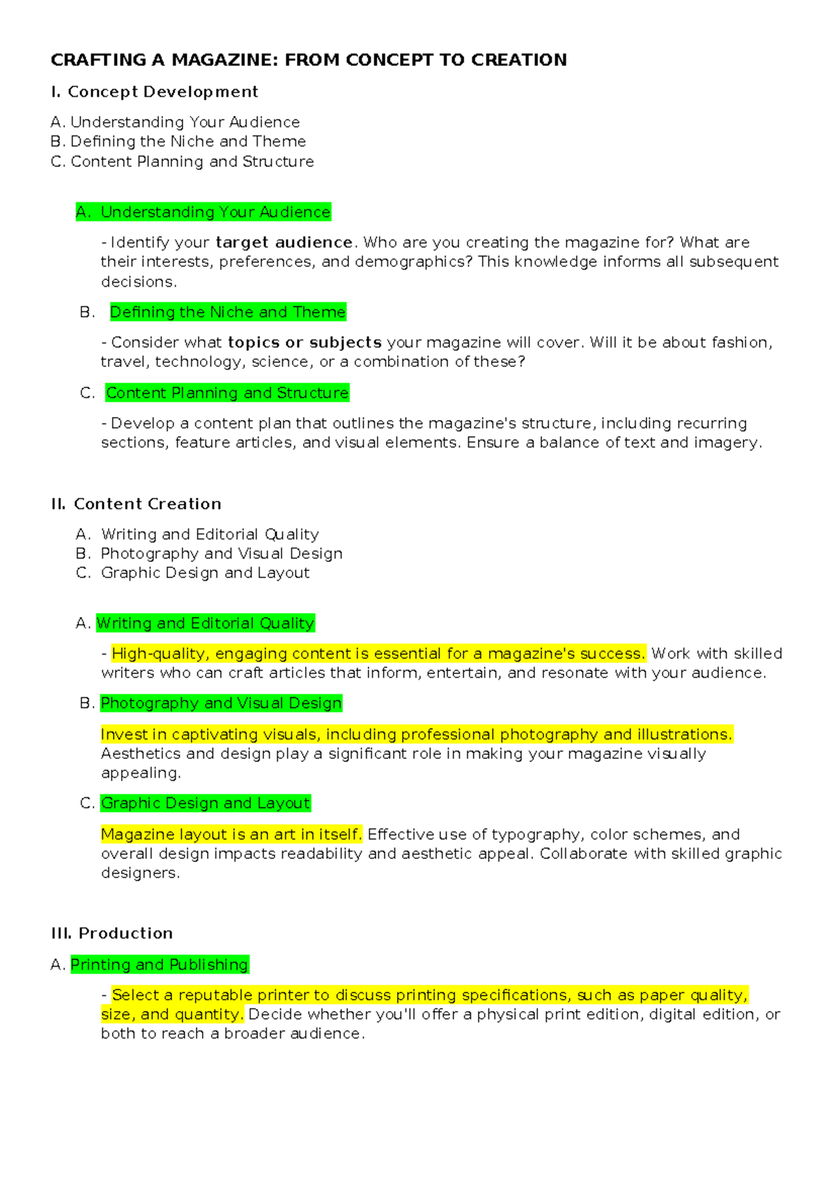 Lesson 6: Crafting a Magazine from Concept to Creation - Studocu