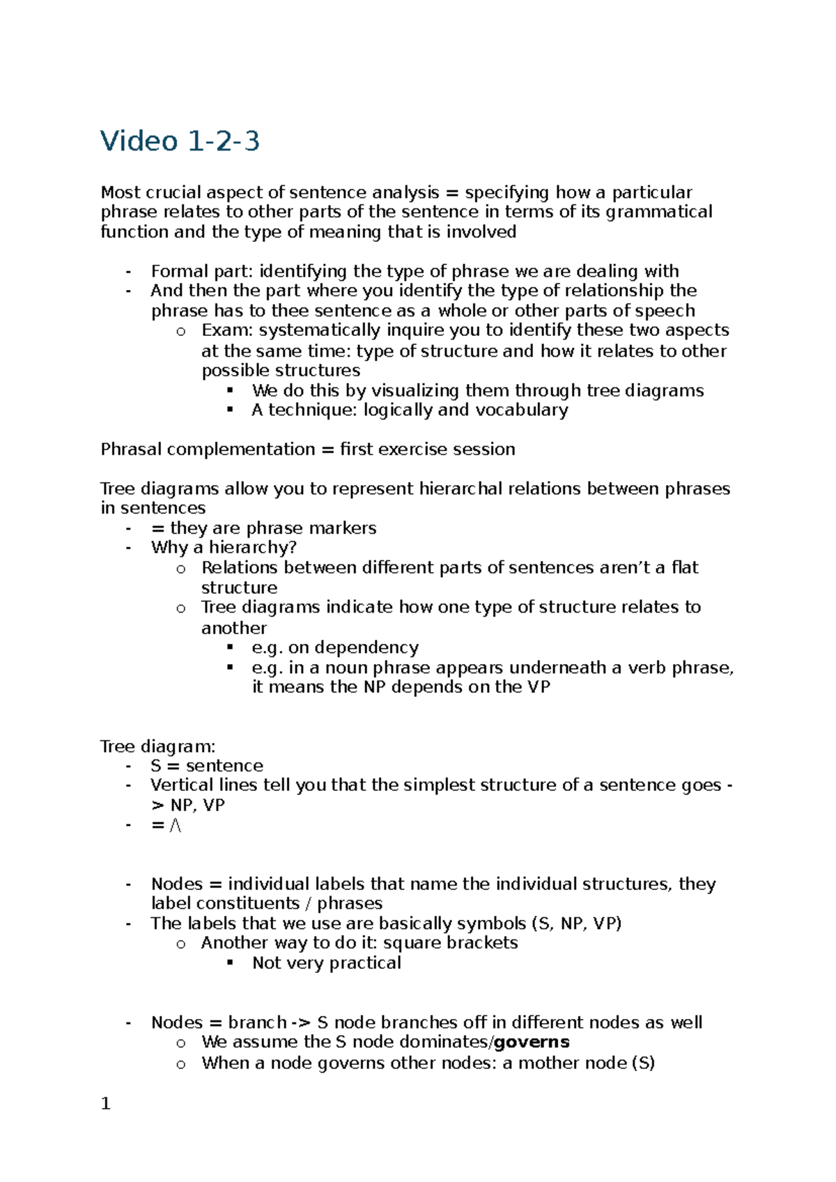 Video 1-2-3: Analyzing Sentence Structure and Phrasal Relationships ...