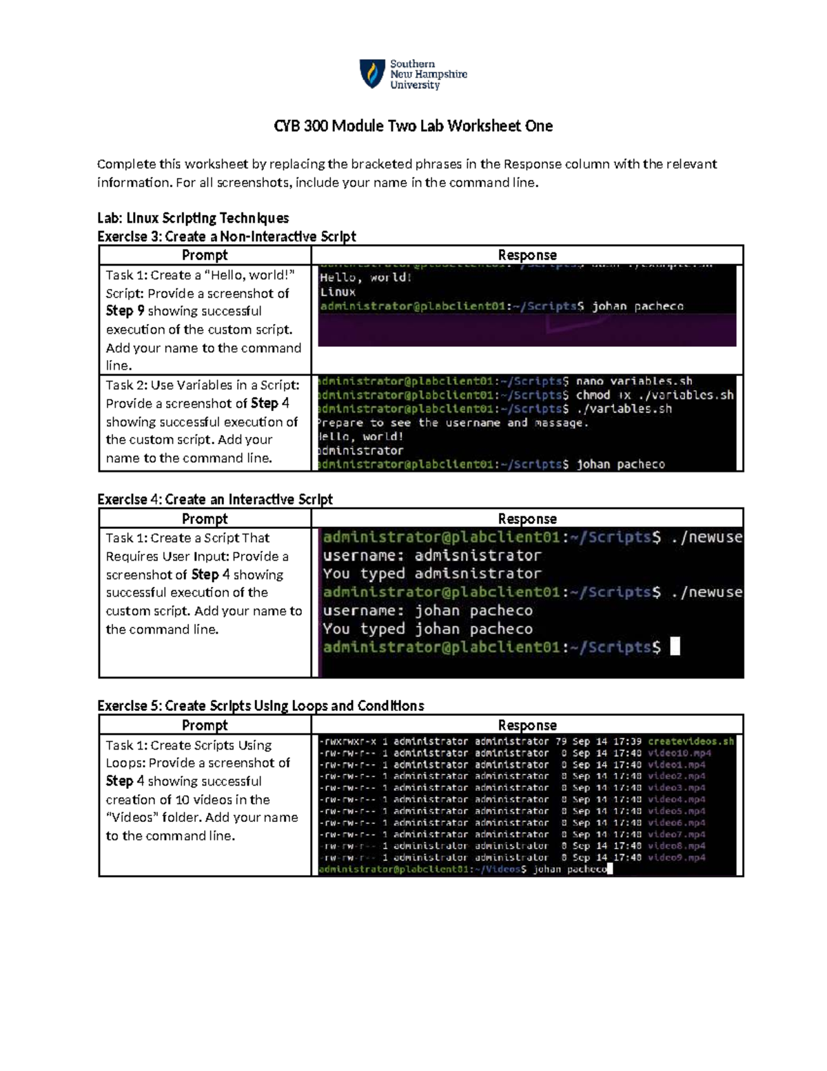 CYB 300 Module Two Lab Worksheet: Linux Scripting Techniques - Studocu