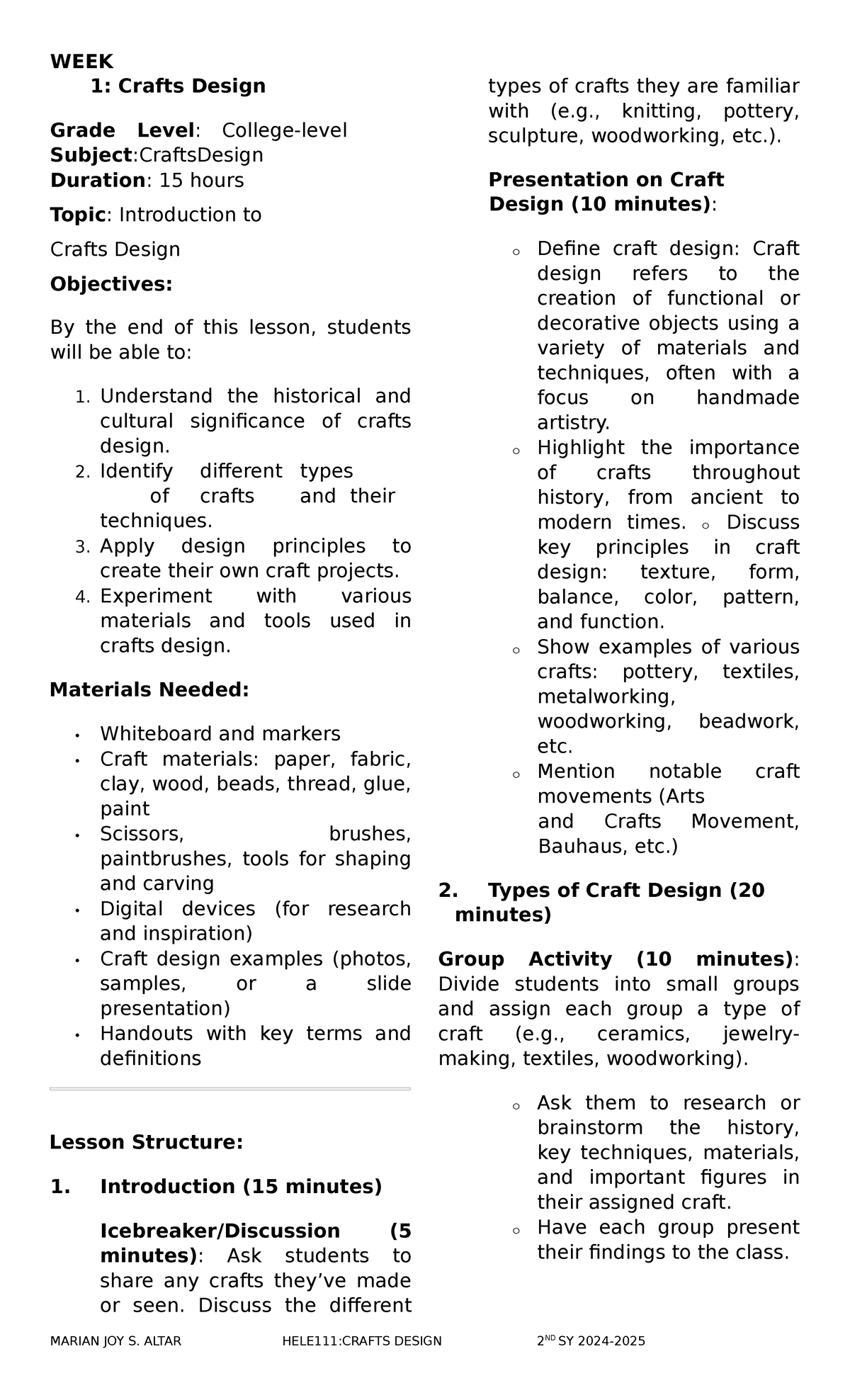 Craftt - This is a paper related to crafts and design - WEEK 1: Crafts ...