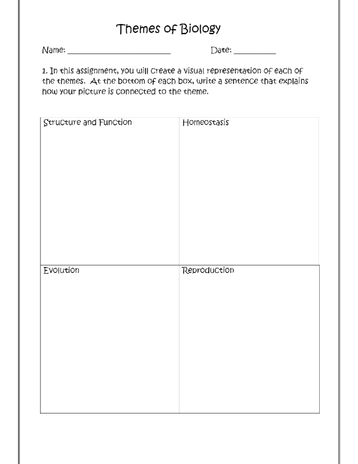 Worksheet: Unifying Themes in Biology - Key Concepts and Examples - Studocu