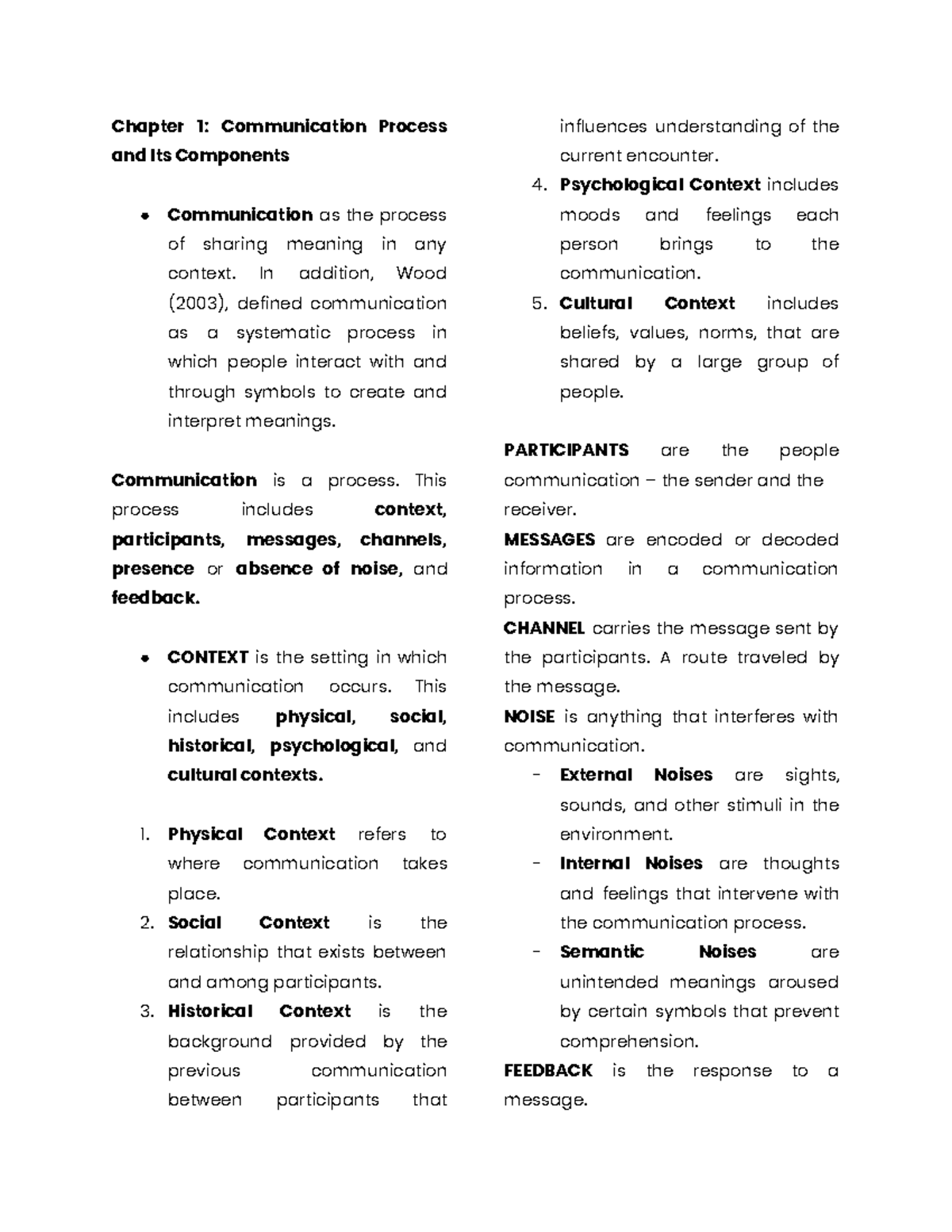 GNED 05 Chapter 1: Understanding the Communication Process and Its Contexts - Studocu