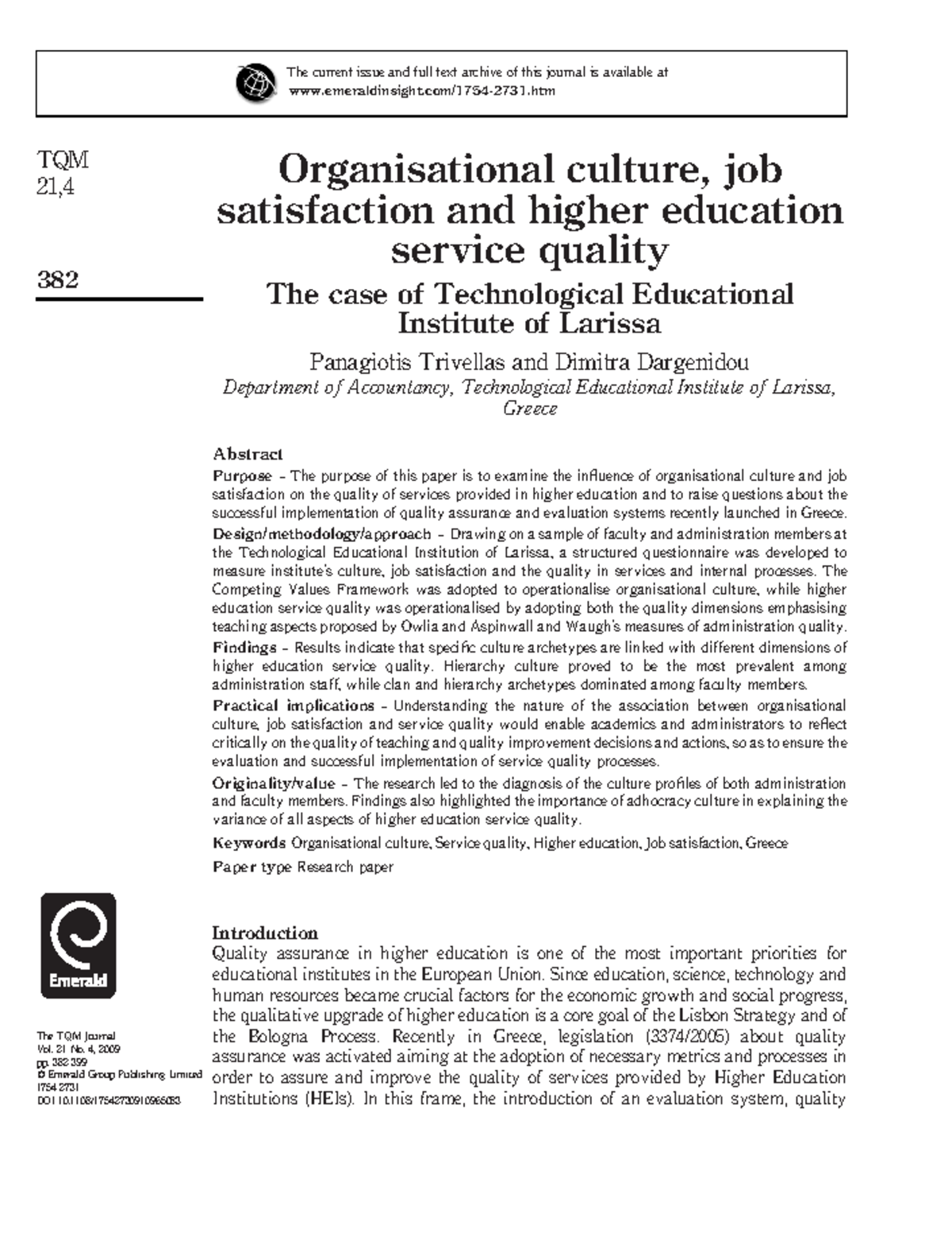 Organisationalculture - Organisational culture, job satisfaction and ...
