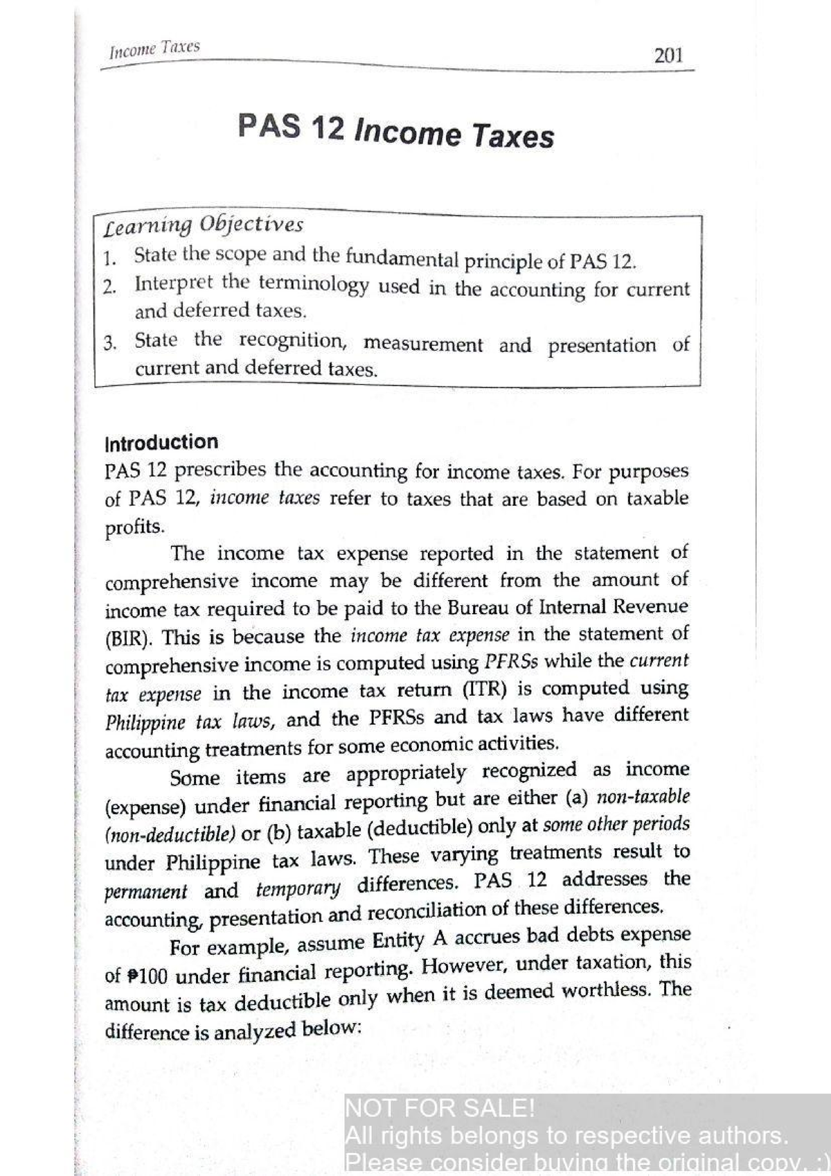 PAS 12 Income Taxes: Key Concepts and Learning Objectives - Studocu