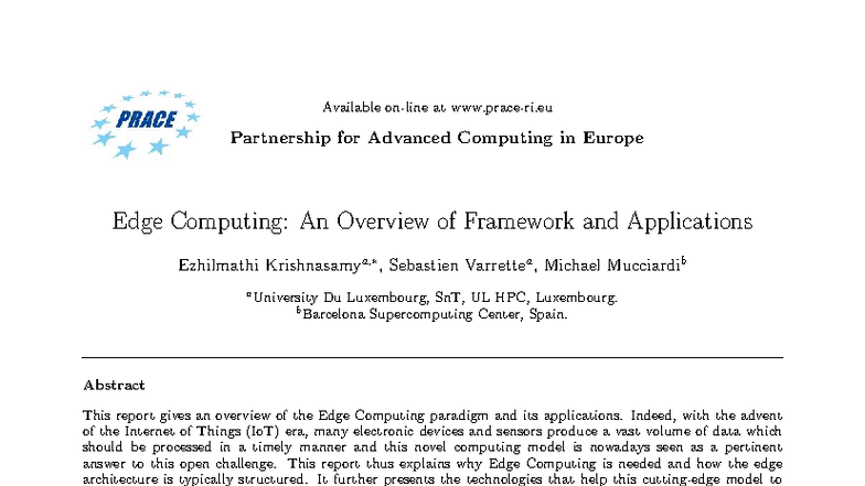 Edge Computing: An Overview of Framework and Applications - Studocu
