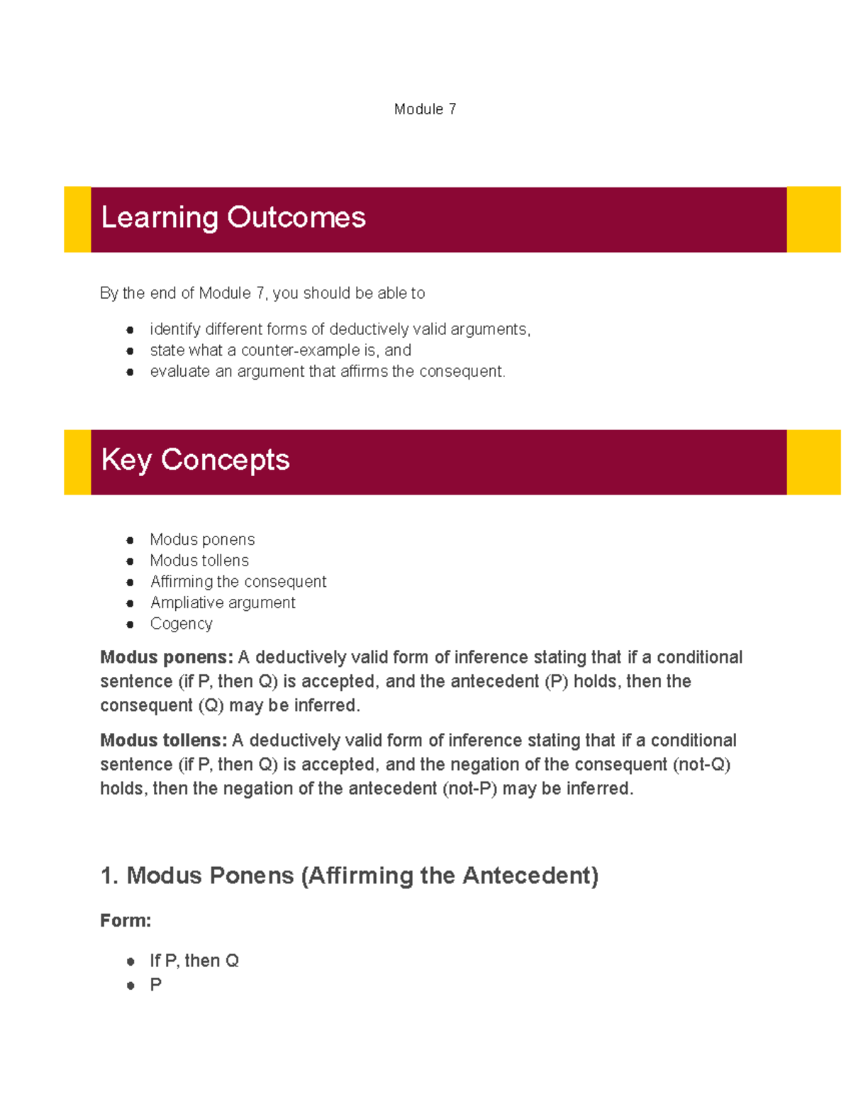 Module 7: Deductively Valid Arguments and Key Concepts - Studocu