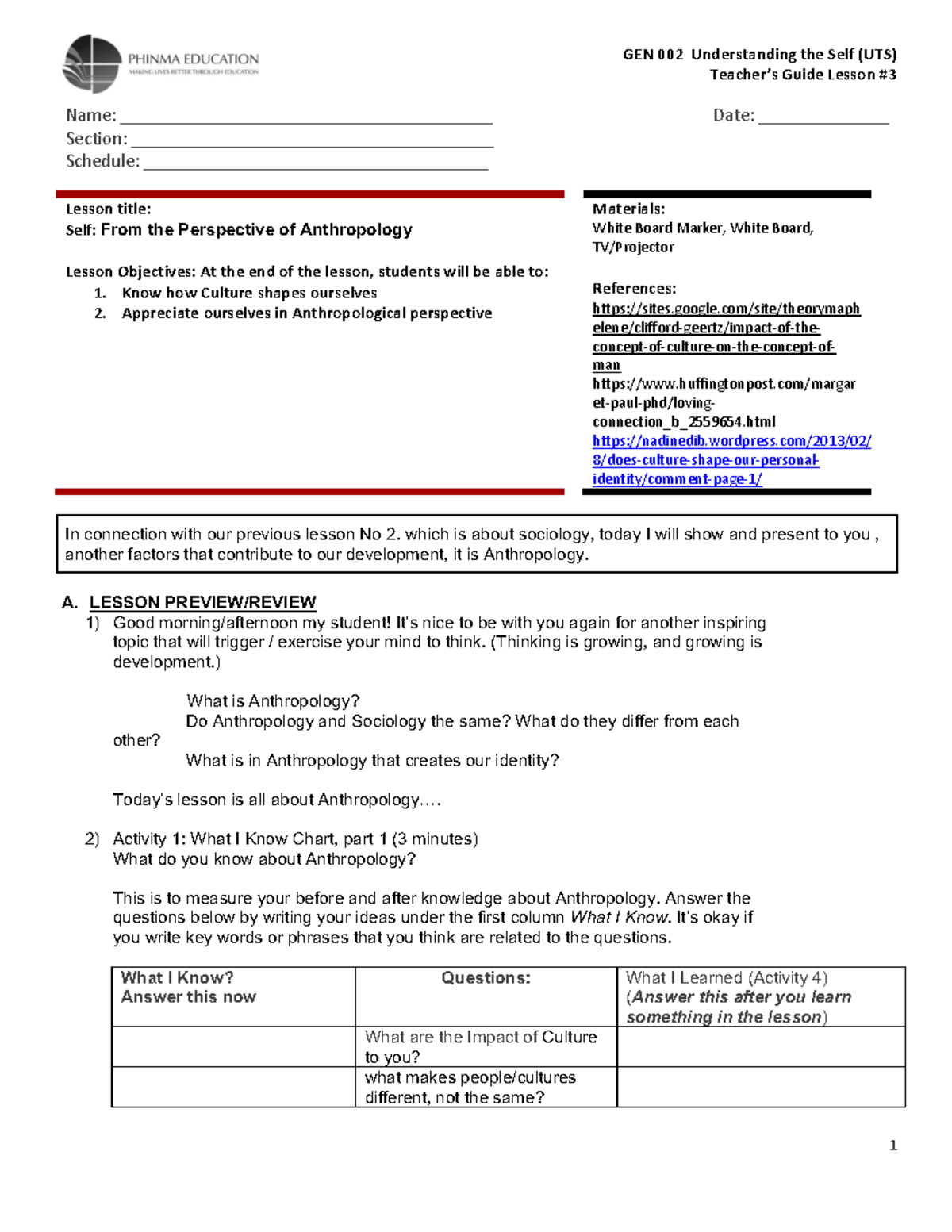 GEN 002 MODULE 3 - Teacher’s Guide Lesson Name: ________________________________________ Section ...