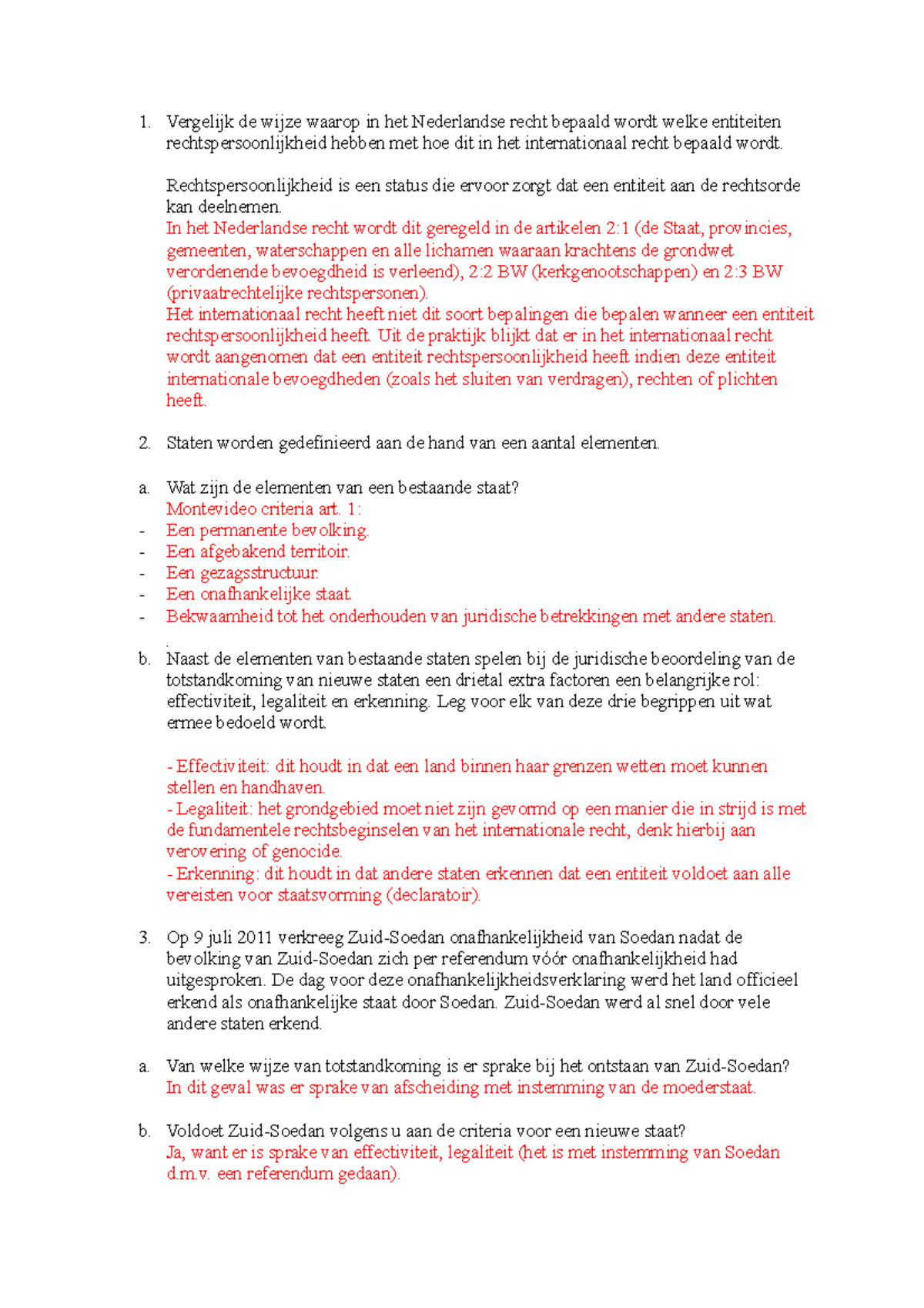 Int. Publiekrecht Week 3: Rechtspersoonlijkheid en Staatsvorming ...