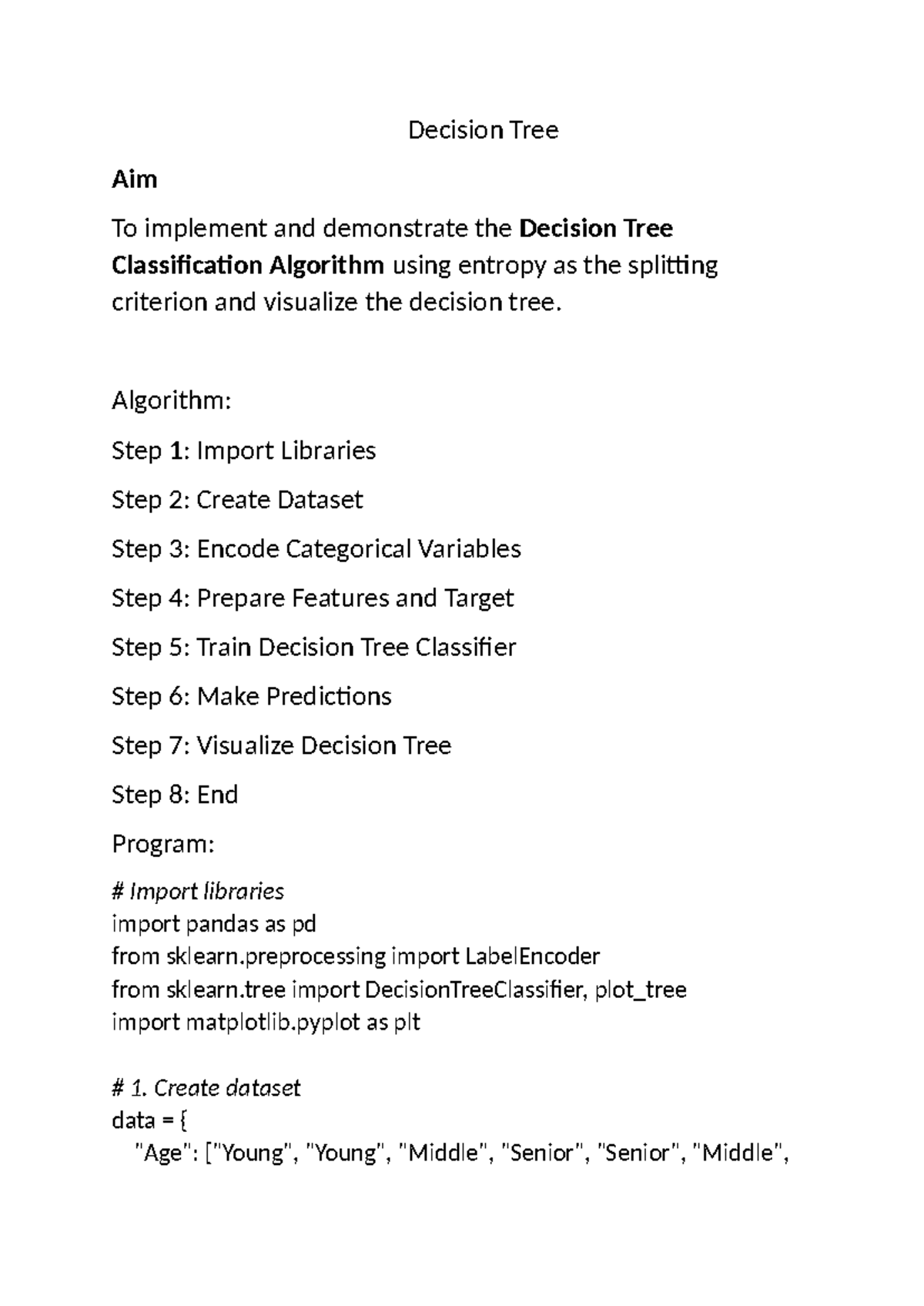 Decision Tree Classification Algorithm Implementation Guide - Studocu