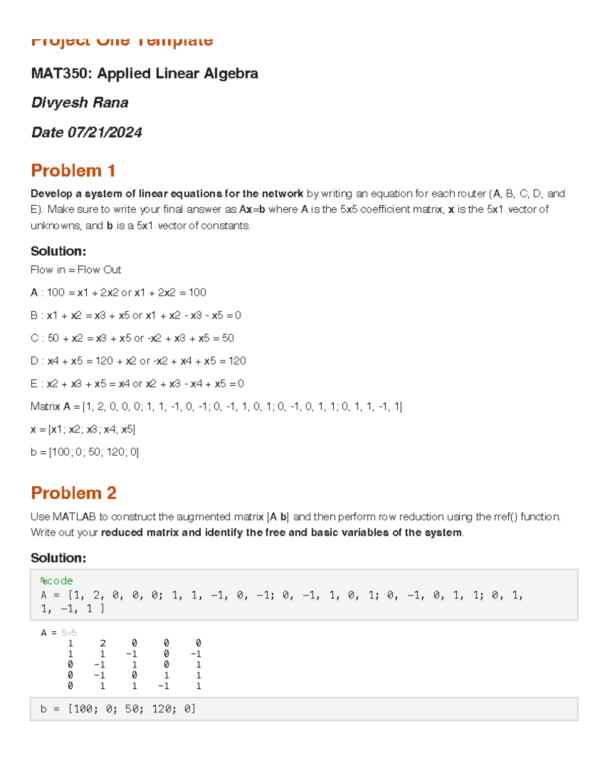 3-1 Project One - Project One Template MAT350: Applied Linear Algebra ...