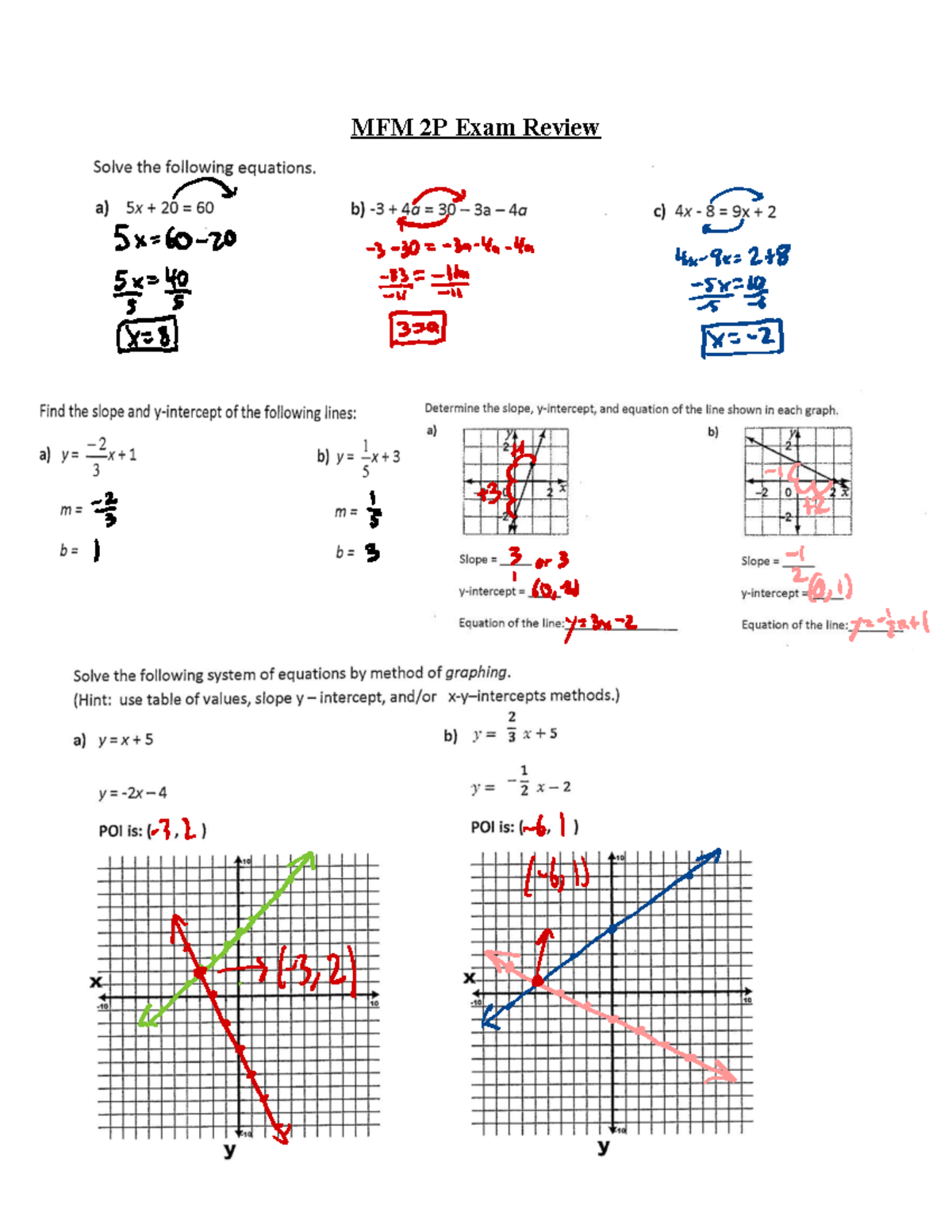 MFM 2P Final Exam Review: Key Concepts and Solutions - Studocu