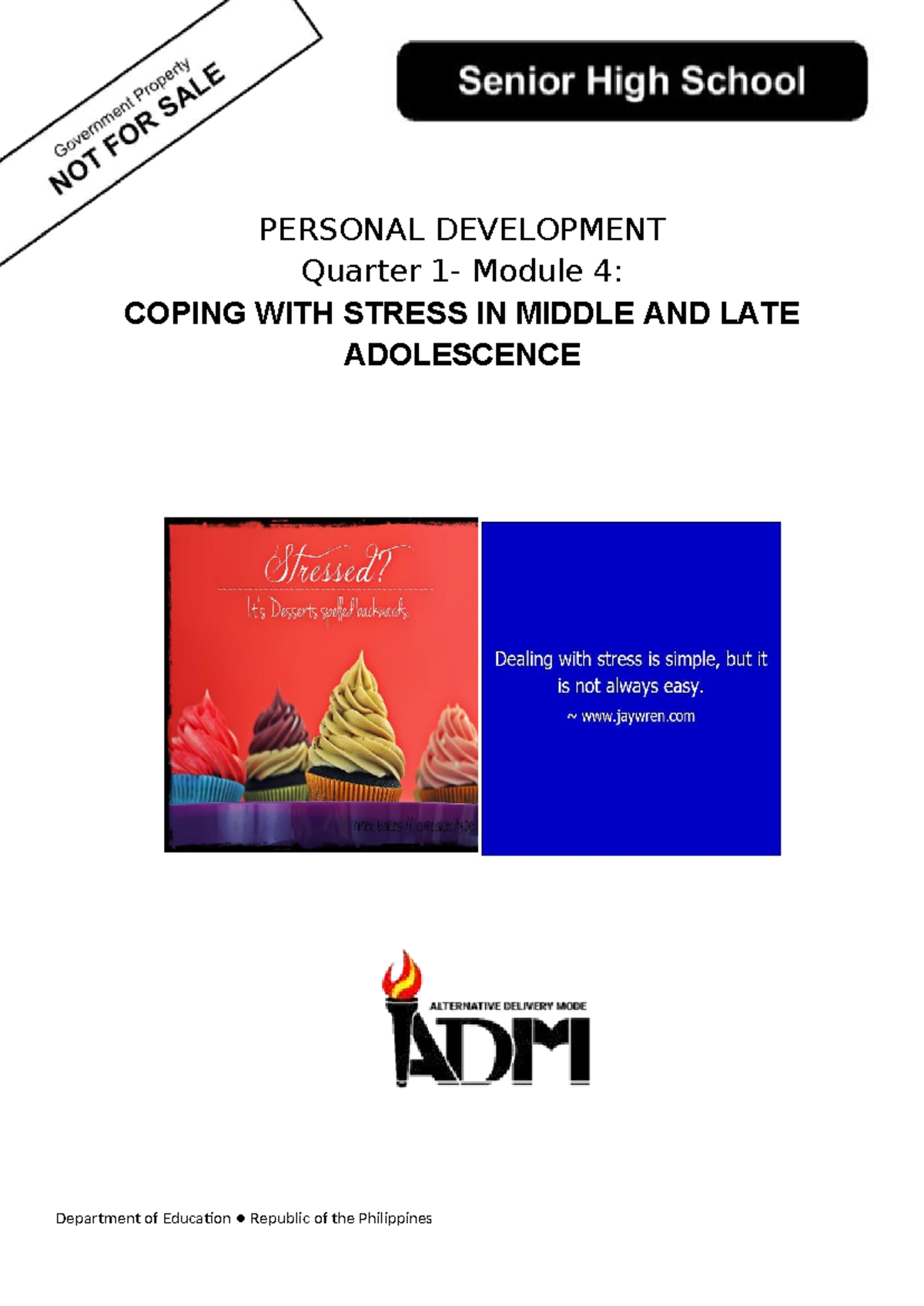 PERSONAL DEVELOPMENT 12: Coping with Stress in Adolescence Module 4 ...