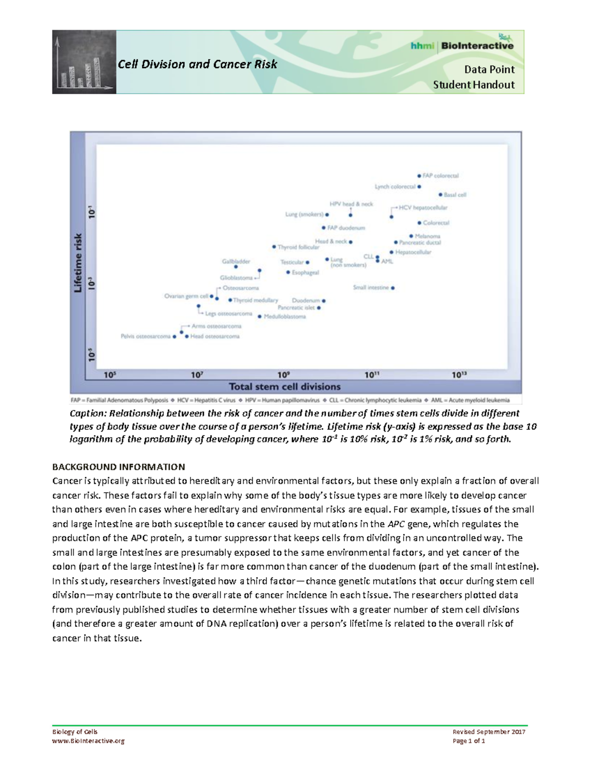 Cell Division and Cancer Risk Analysis Chart (BIOL 101) - Studocu