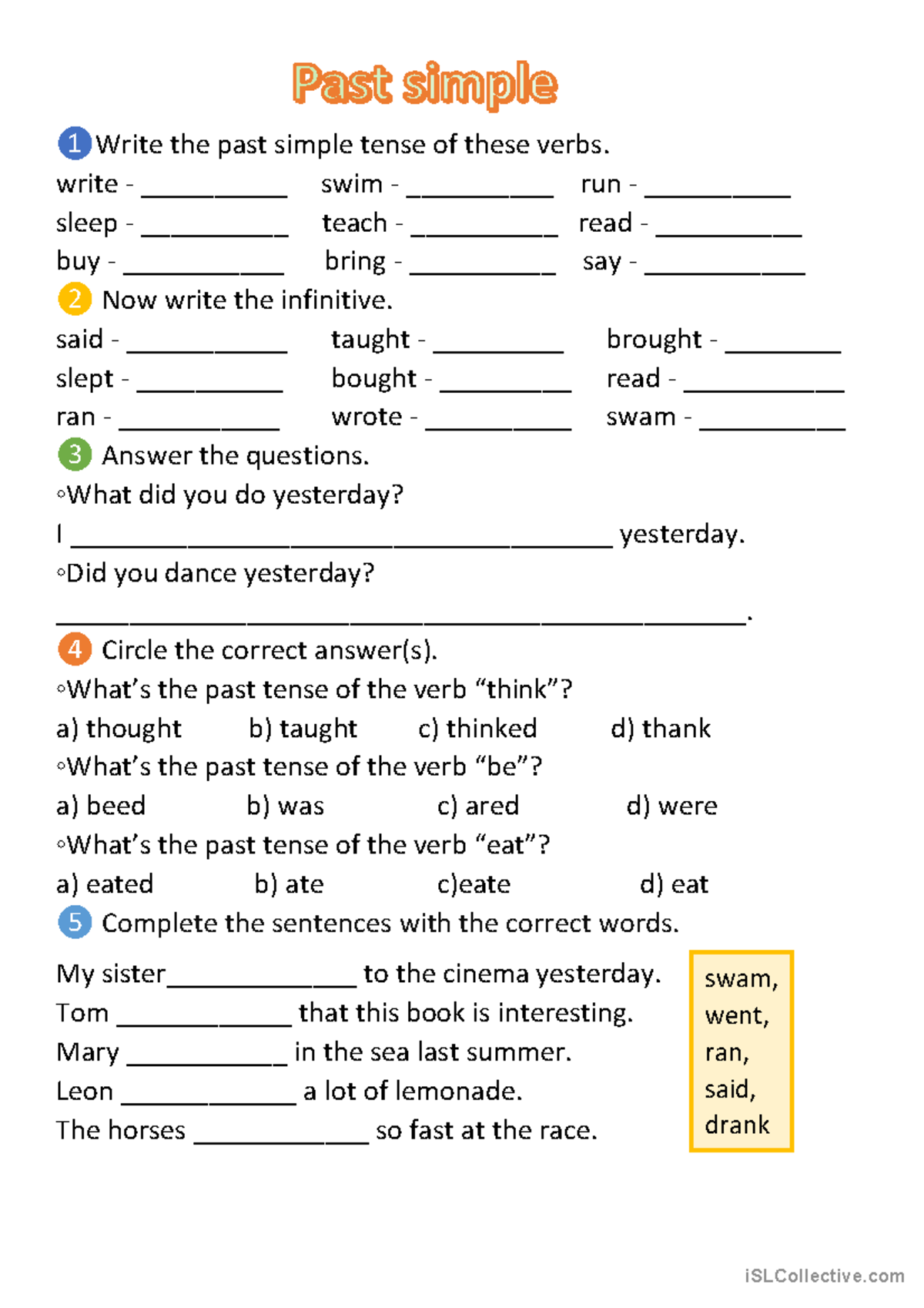 Past Simple Tense Practice - Exercise 2 - Studocu